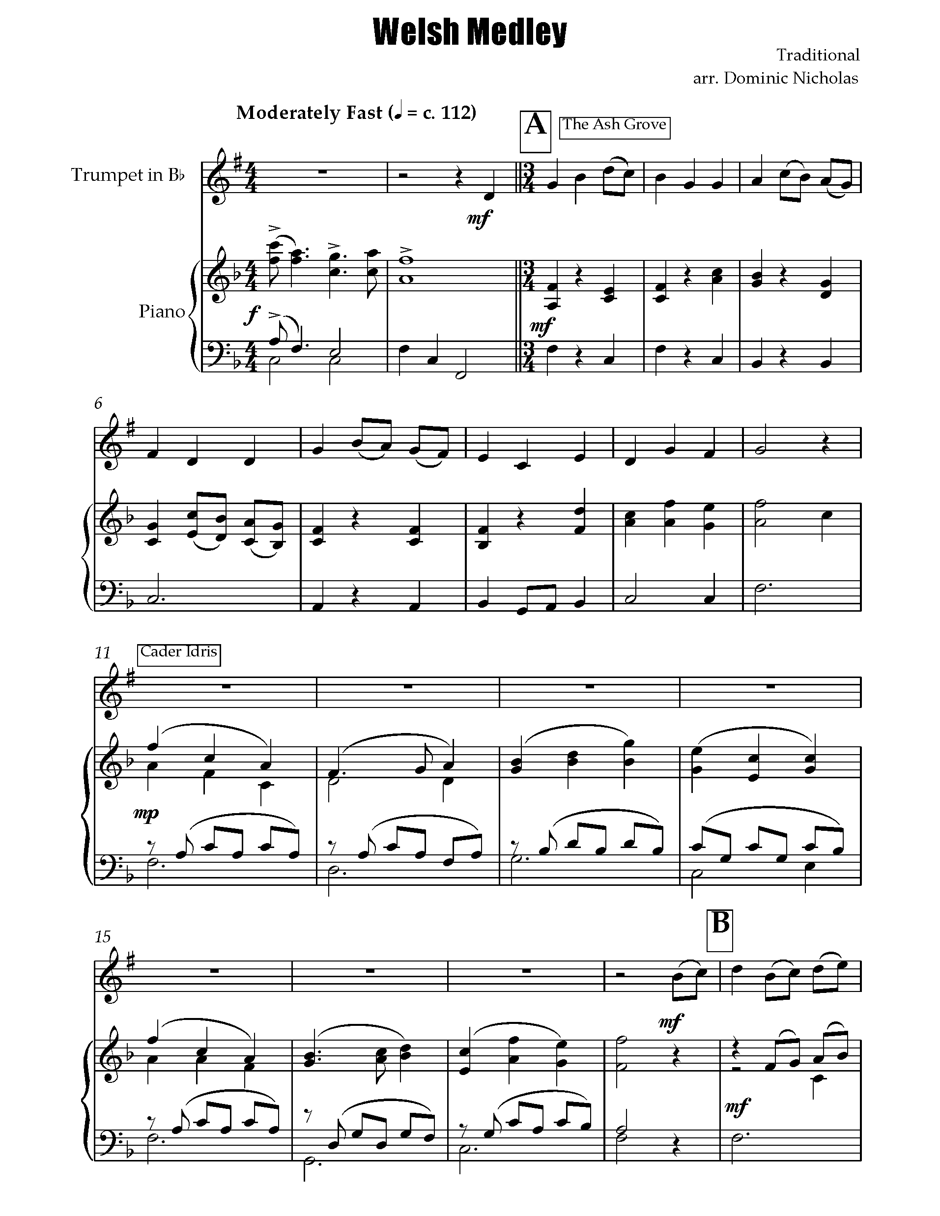Welsh Medley Sheet music for Trumpet - 8notes.com