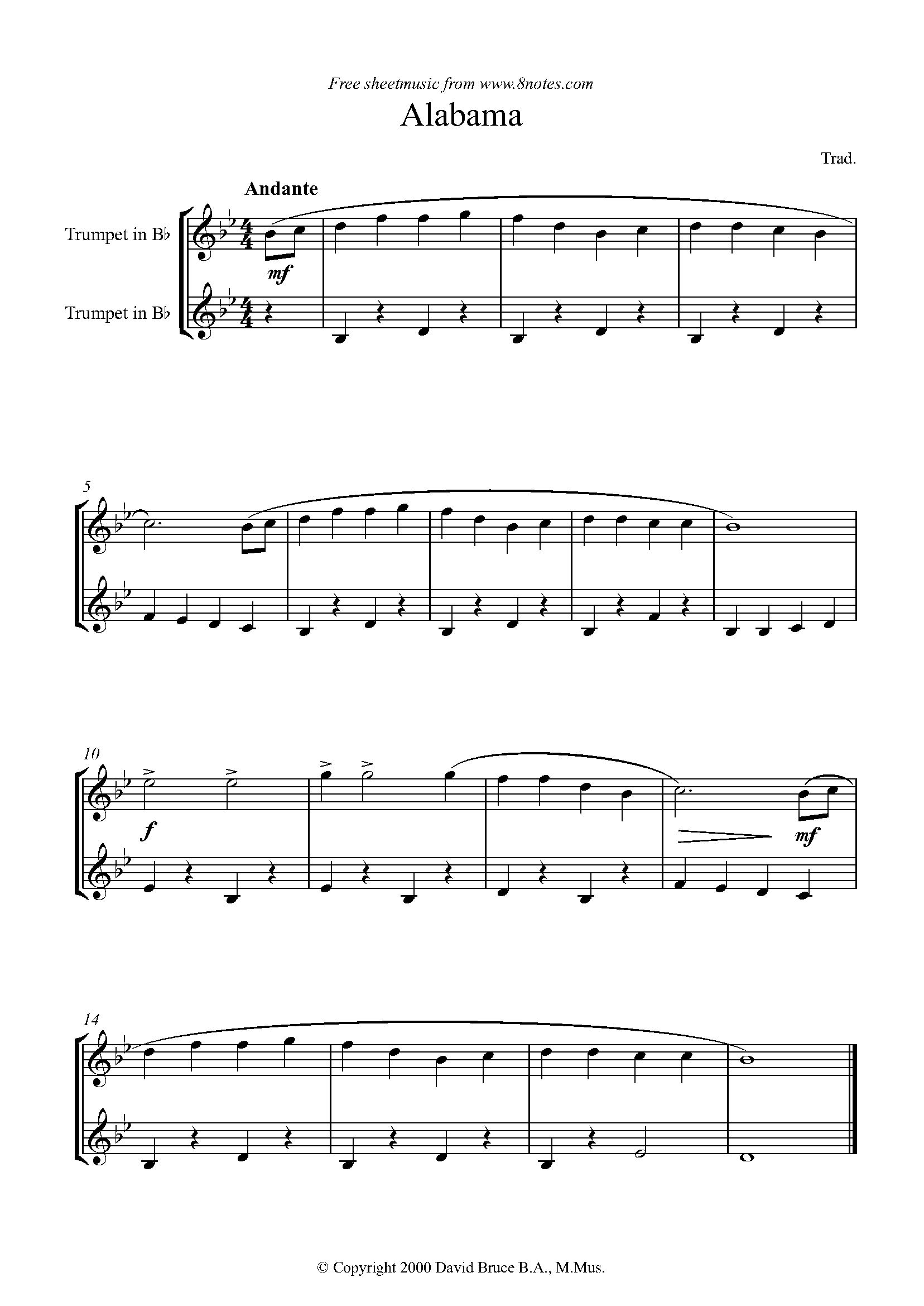 Alabama Sheet music for Trumpet Duet - 8notes.com