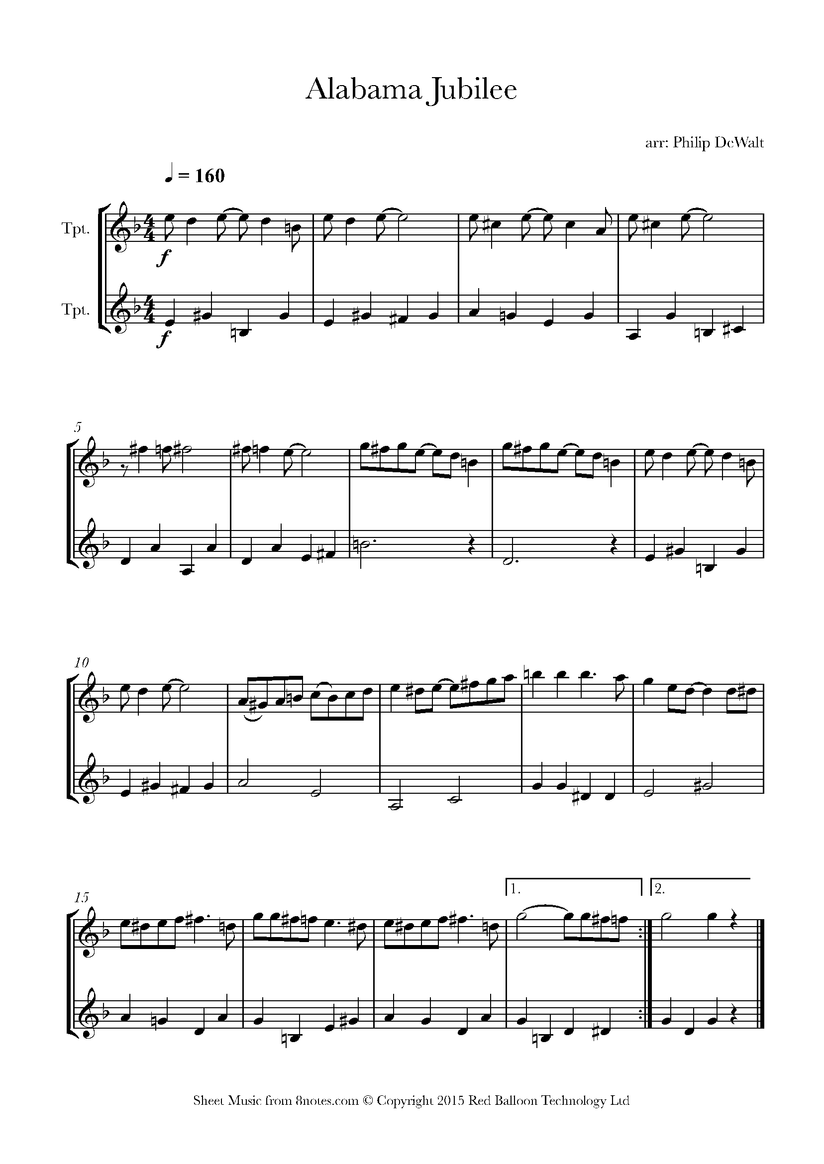 George Linus Cobb - Alabama Jubilee Sheet music for Trumpet Duet ...
