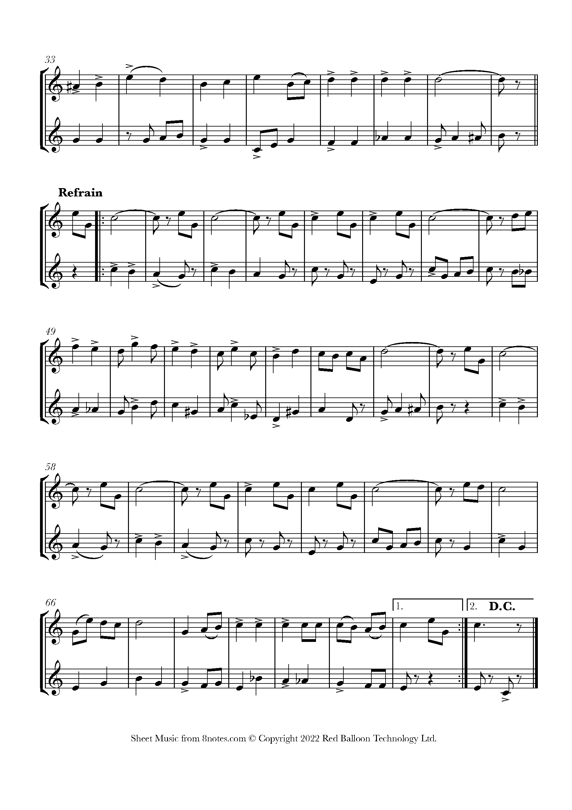 Cohan - Over There Sheet music for Trumpet Duet - 8notes.com