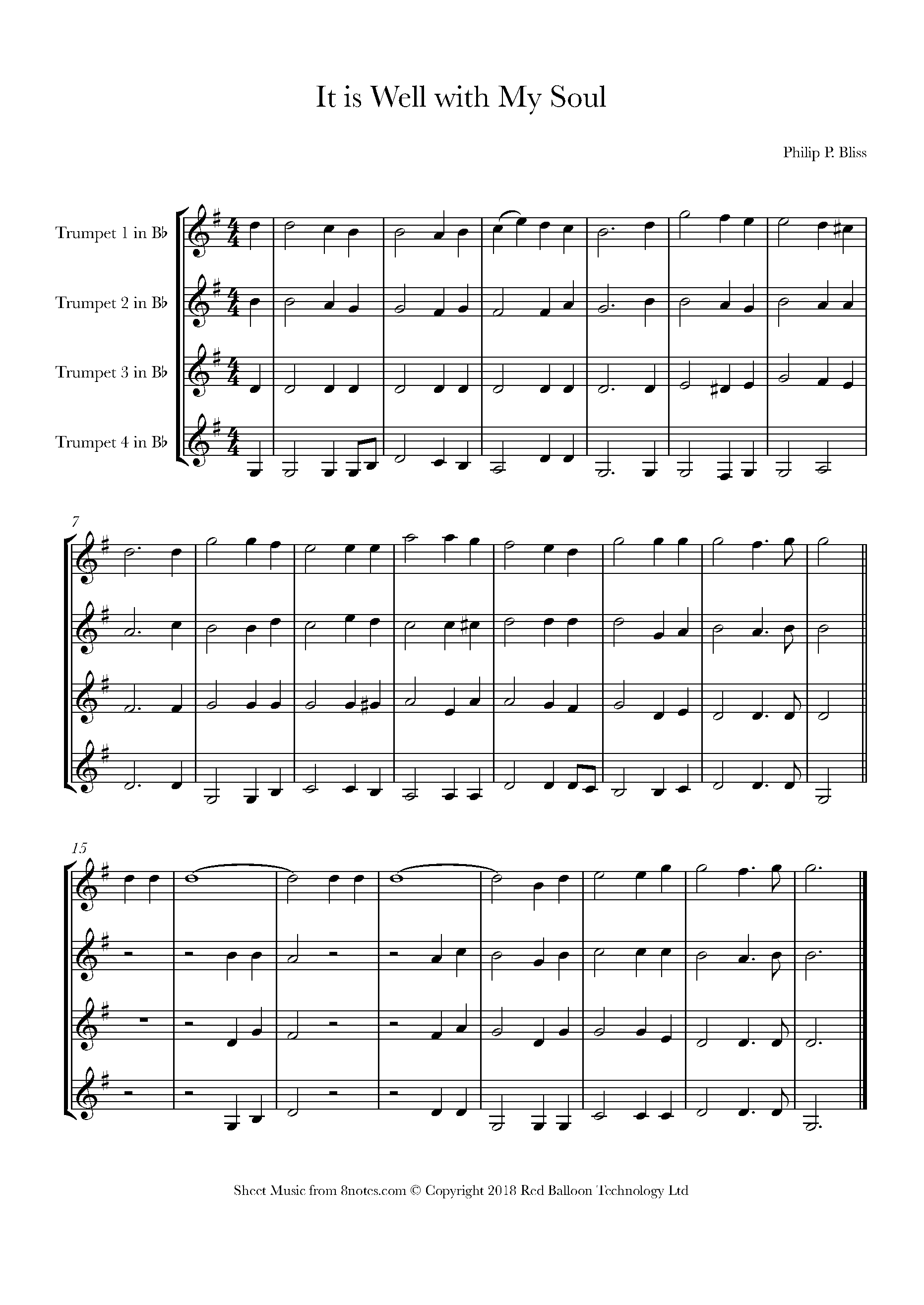 It is Well with My Soul (Philip P. Bliss) Sheet music for Trumpet ...