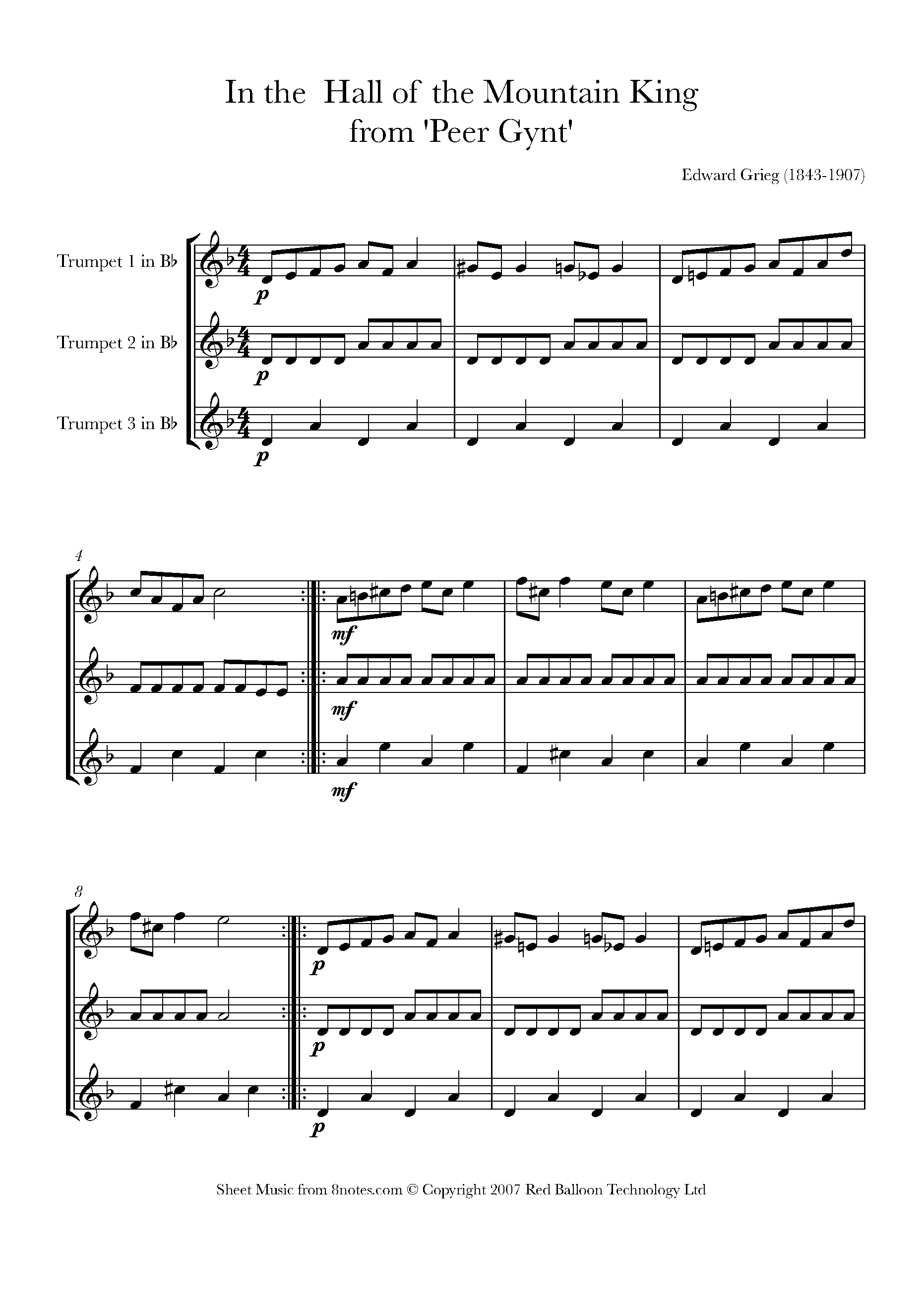 Grieg - In the Hall of the Mountain King (Peer Gynt) Sheet music for ...