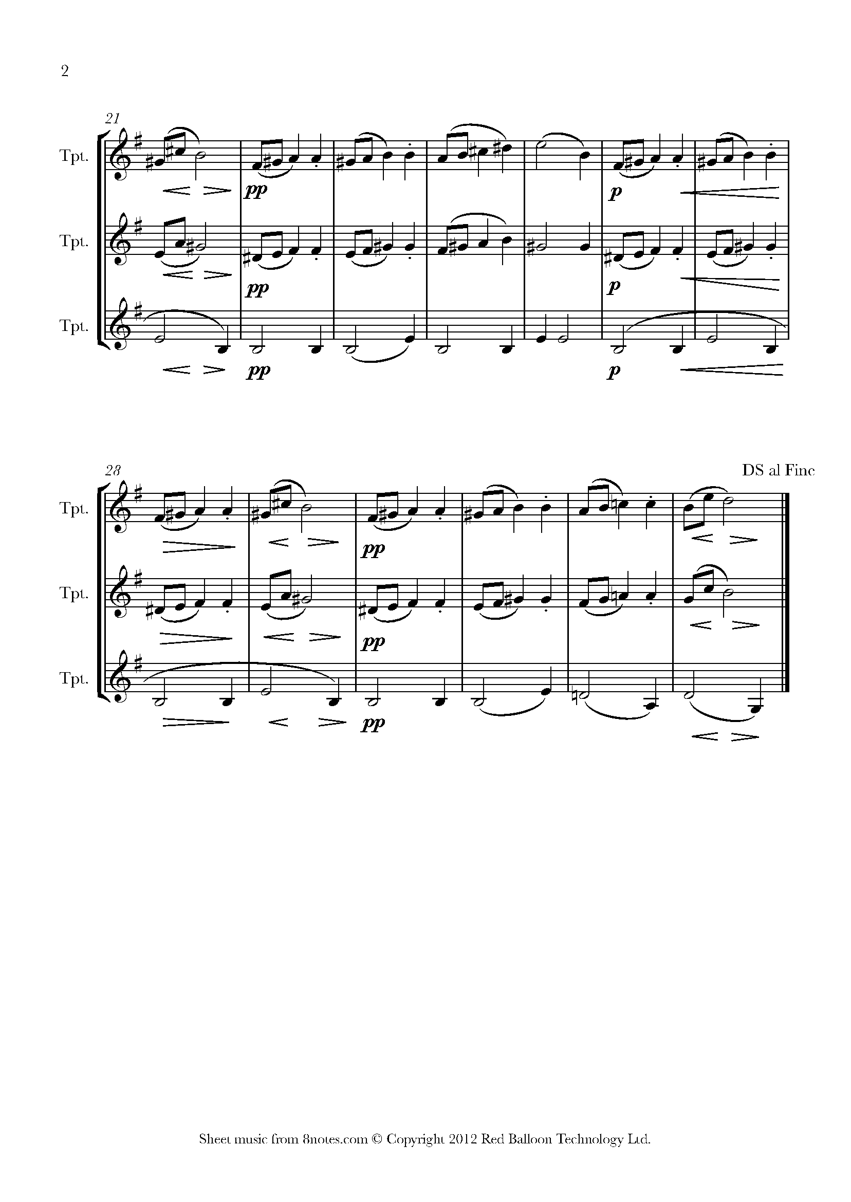 Dvořák - Slavonic Dance No. 1 Sheet music for Trumpet Trio - 8notes.com