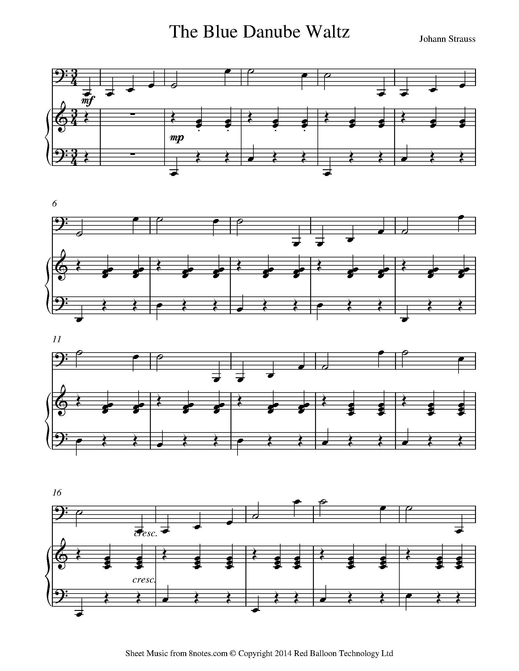 Strauss II - Blue Danube Waltz Sheet music for Tuba - 8notes.com