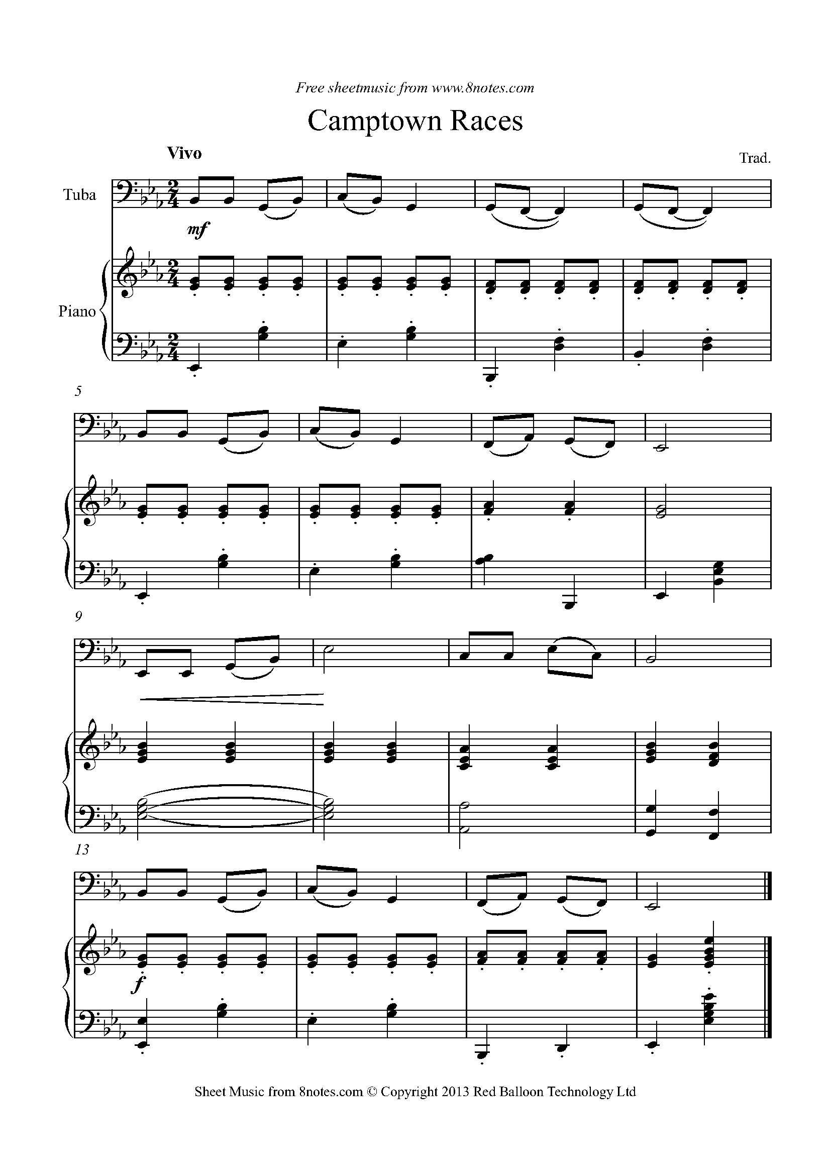 Camptown Races Sheet music for Tuba - 8notes.com
