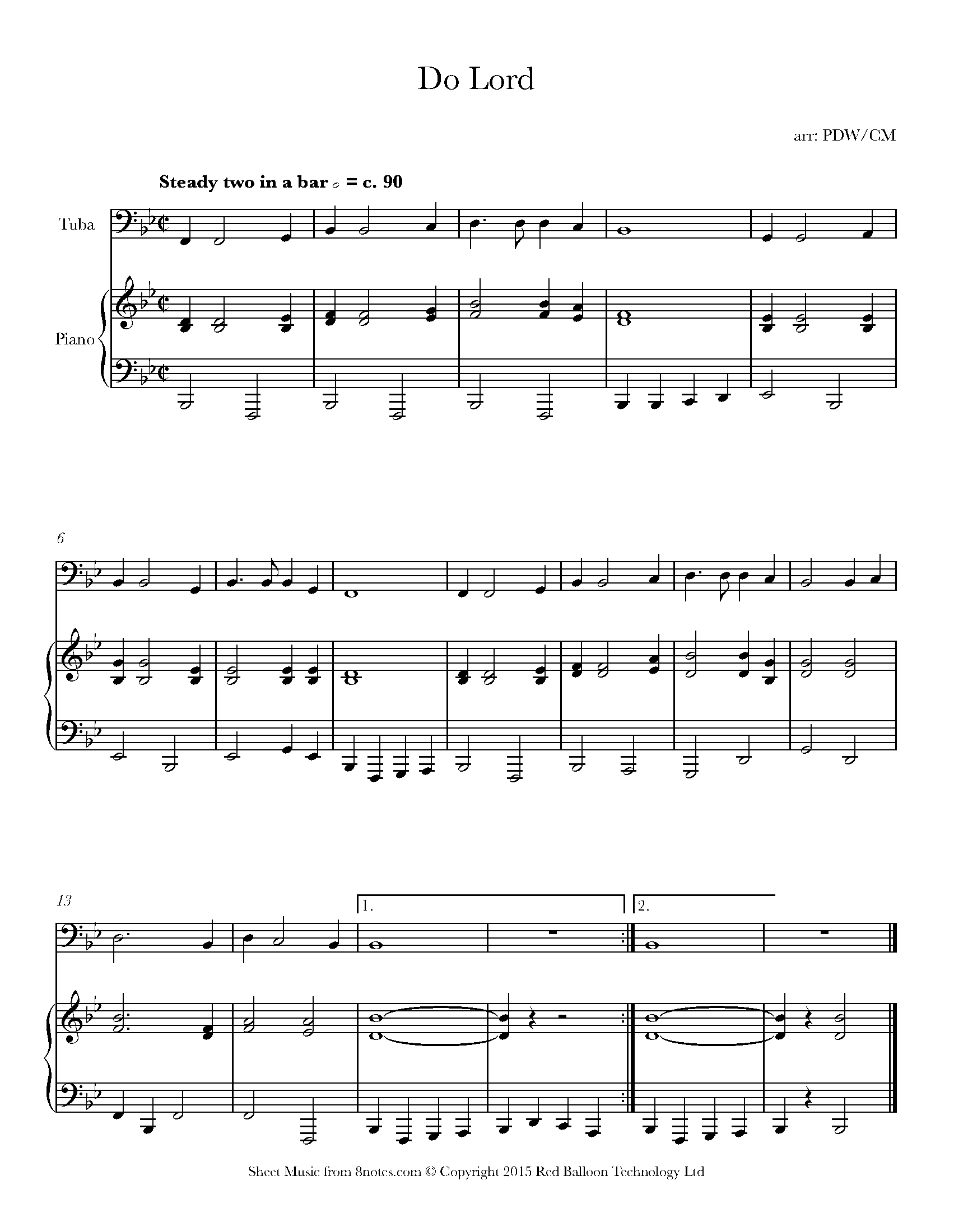 Do Lord (American Spiritual) Sheet music for Tuba - 8notes.com
