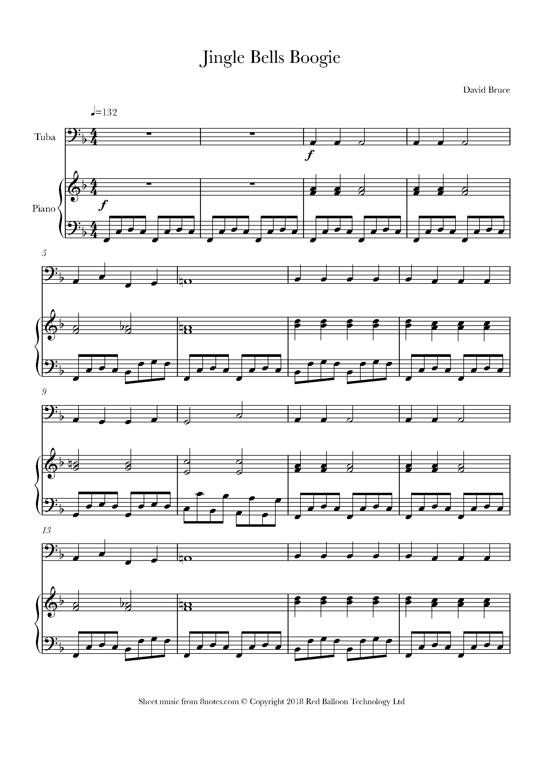 David Bruce - Jingle Bells Boogie Sheet music for Tuba - 8notes.com