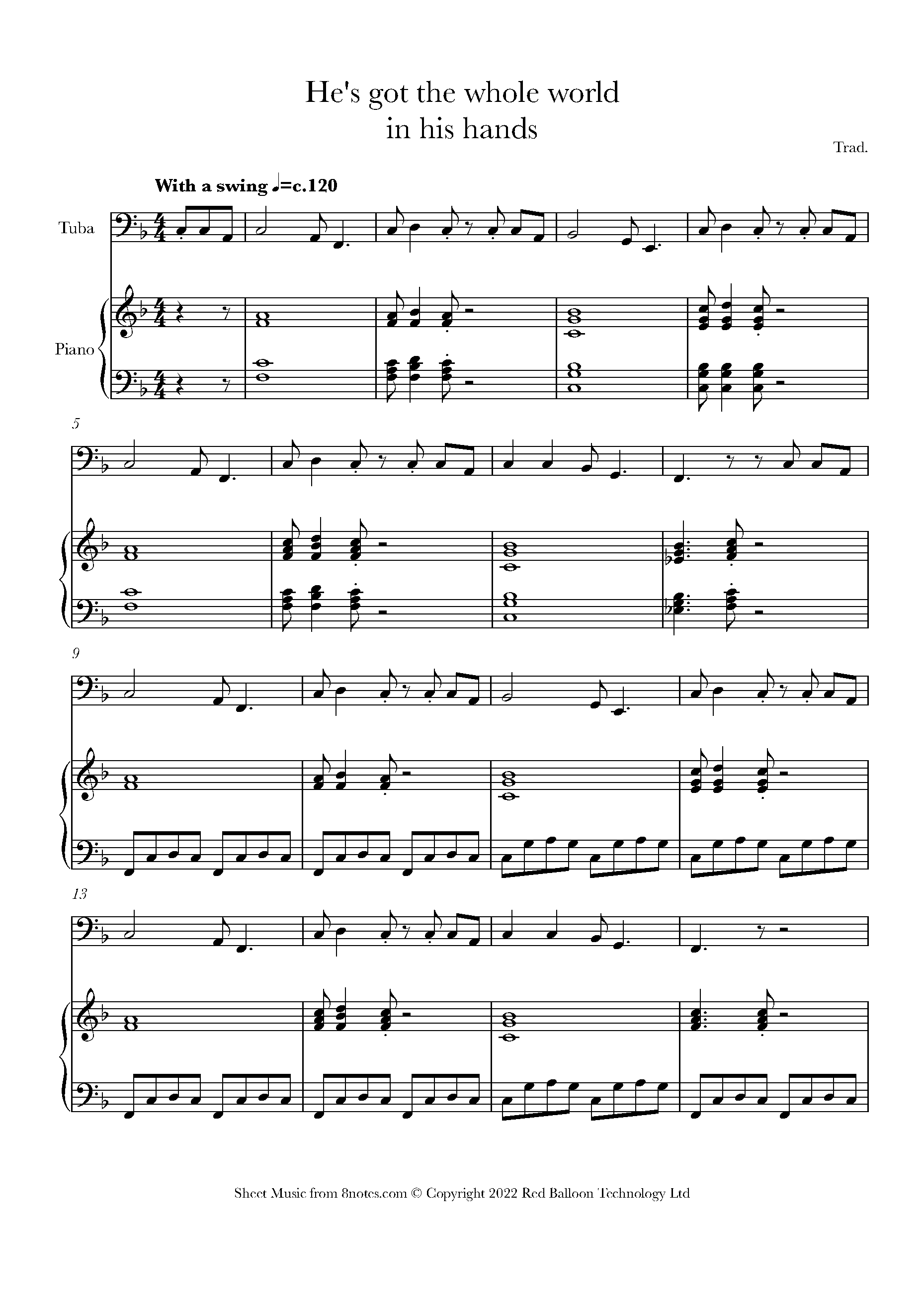 He's got the Whole World in his Hands (American Spiritual) Sheet music ...