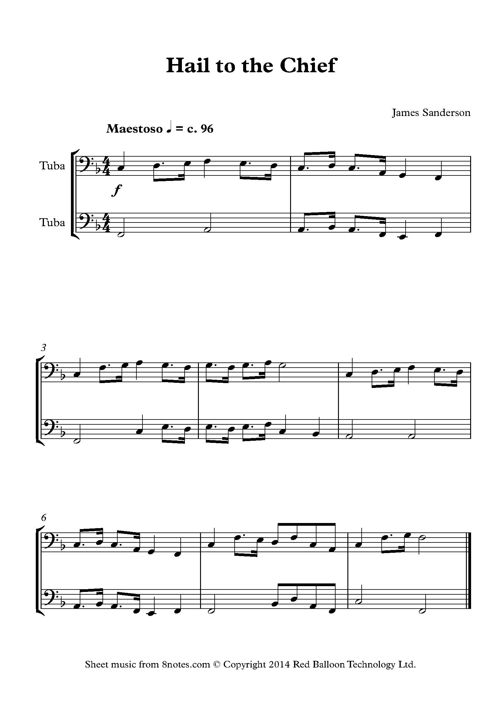 Sanderson - Hail to the Chief Sheet music for Tuba Duet - 8notes.com