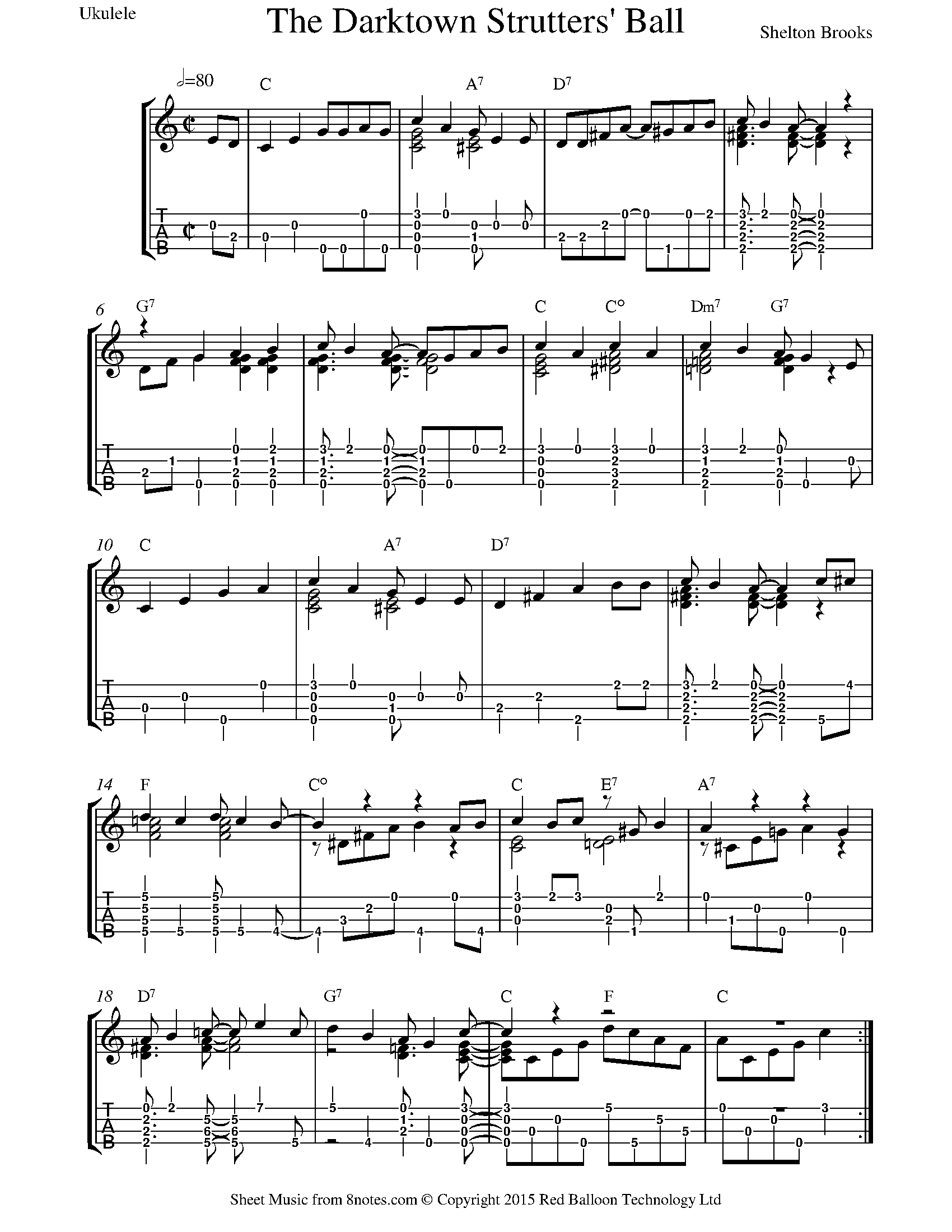 Shelton Brooks - The Darktown Strutters' Ball Sheet music for Ukulele ...