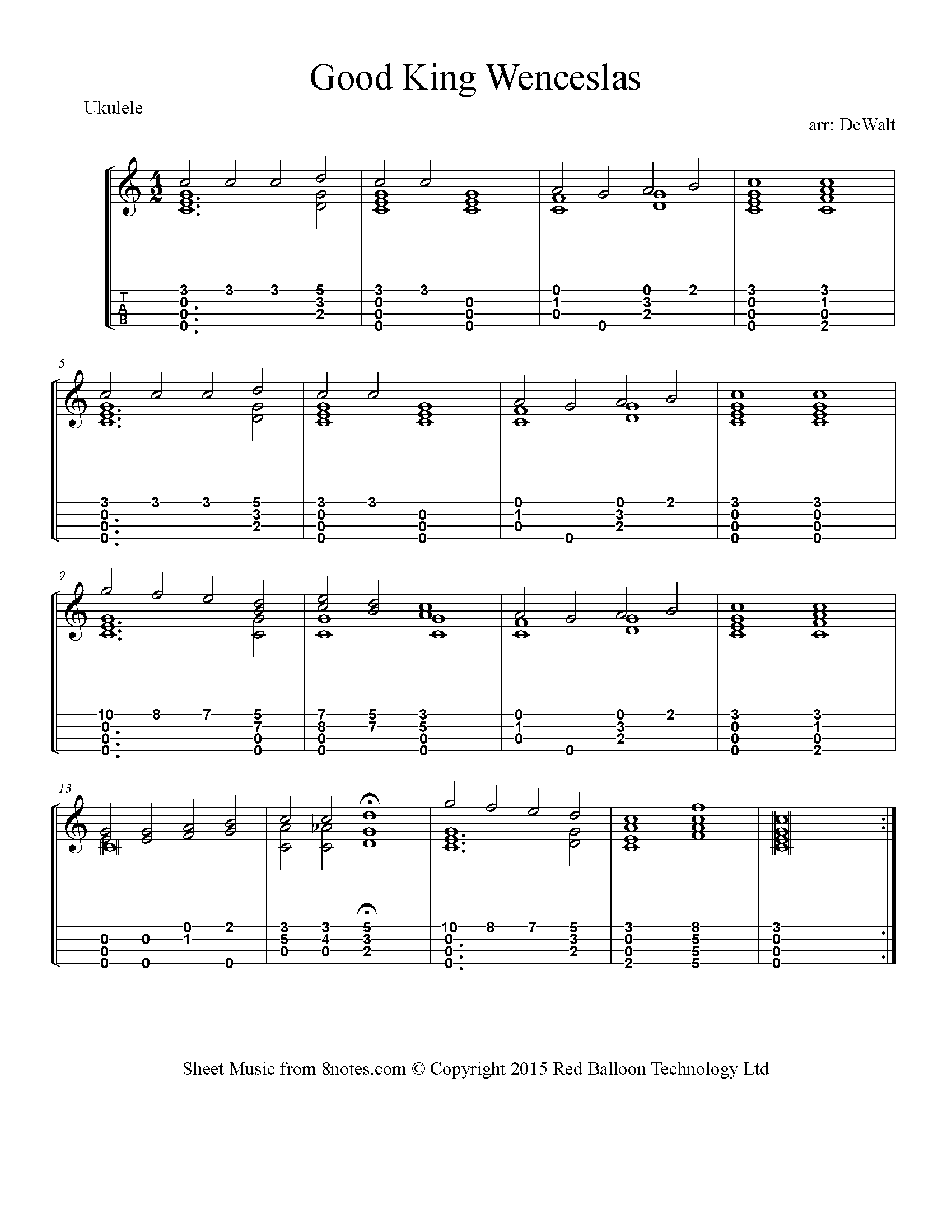 Good King Wenceslas Sheet music for Ukulele - 8notes.com