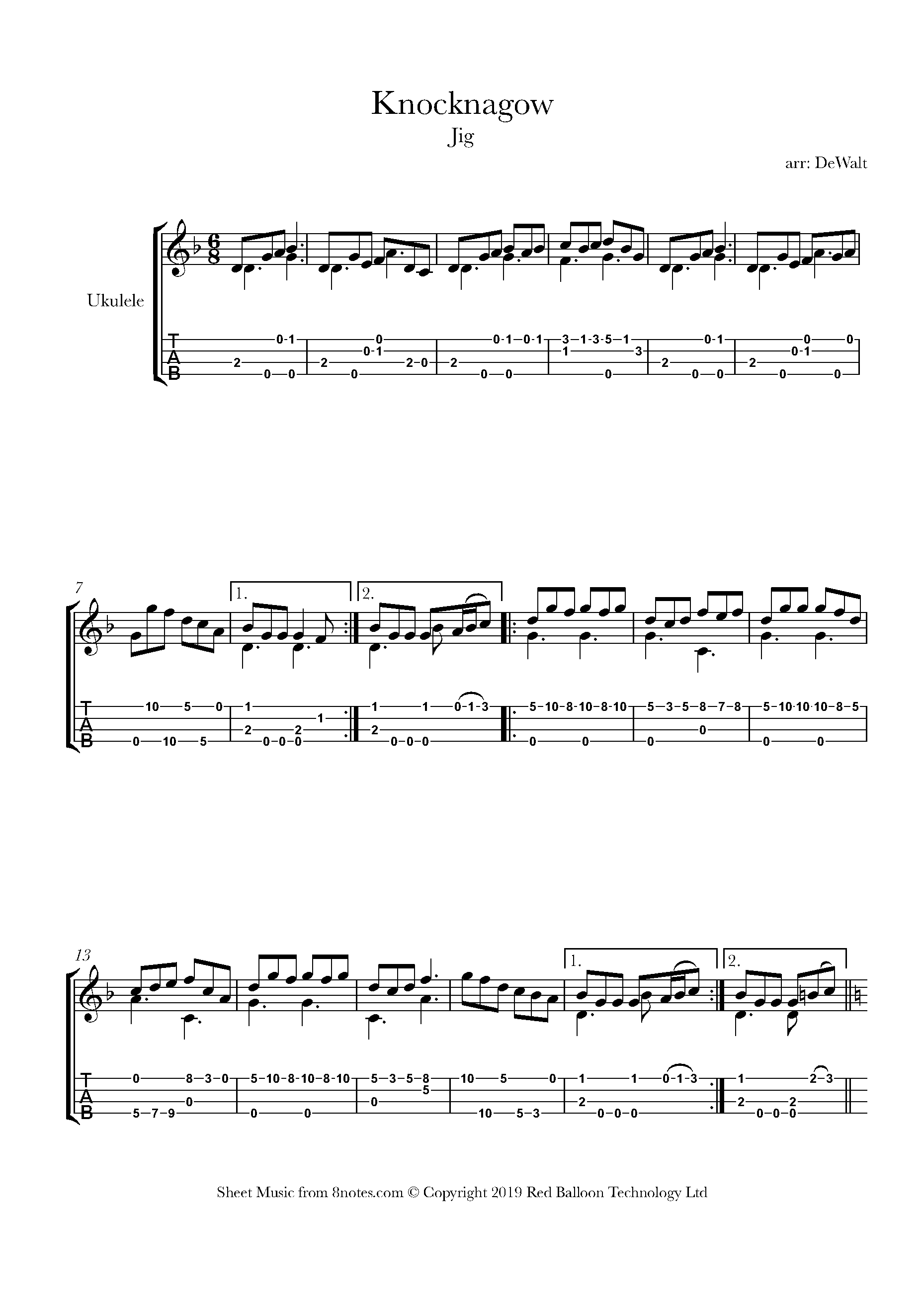 Knocknagow (Irish Folk Song) Sheet music for Ukulele - 8notes.com