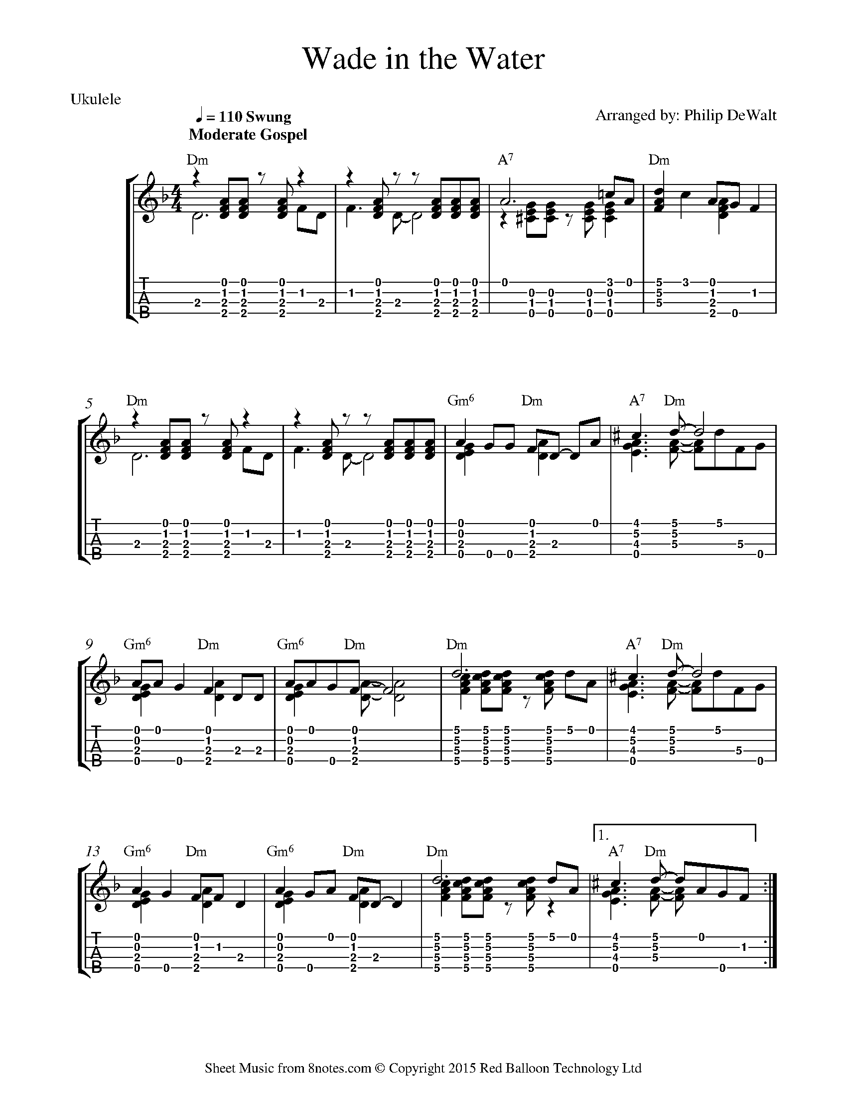 Wade in the Water Sheet music for Ukulele - 8notes.com