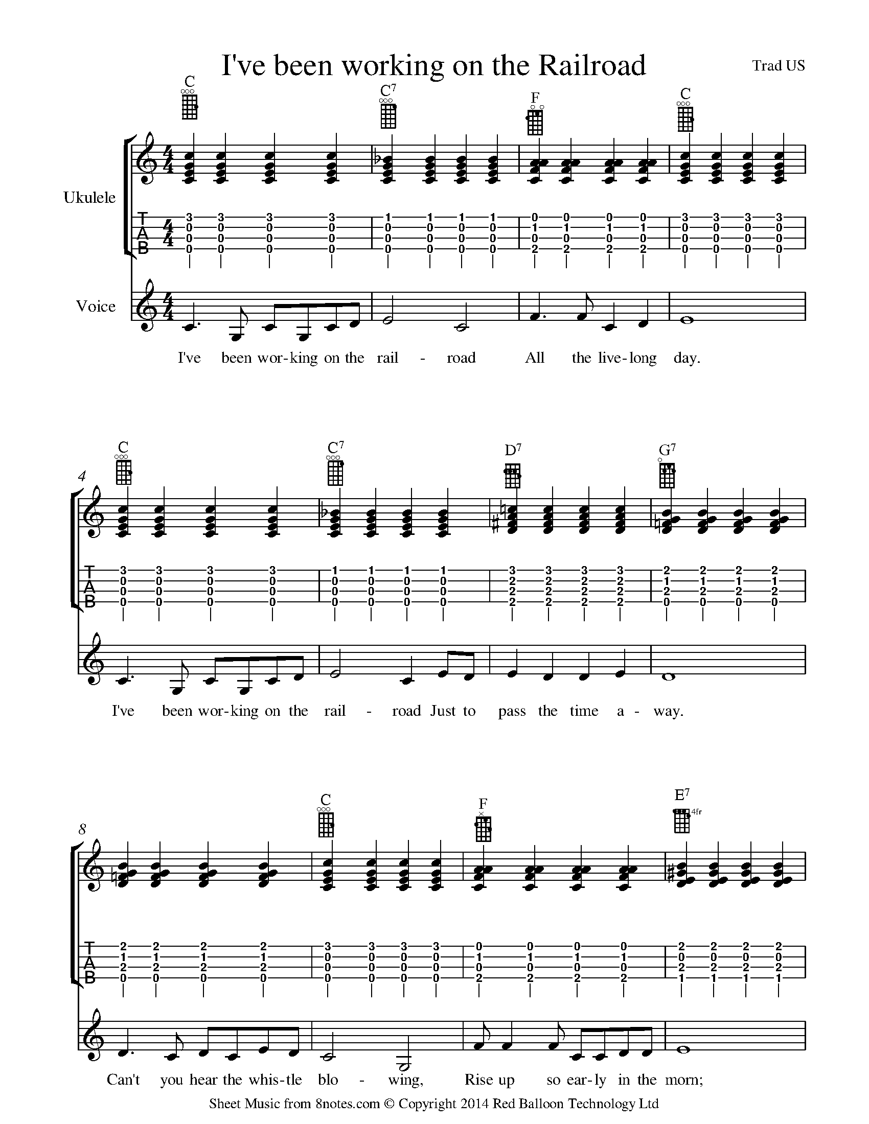 I've been working on the Railroad Sheet music for Ukulele - 8notes.com