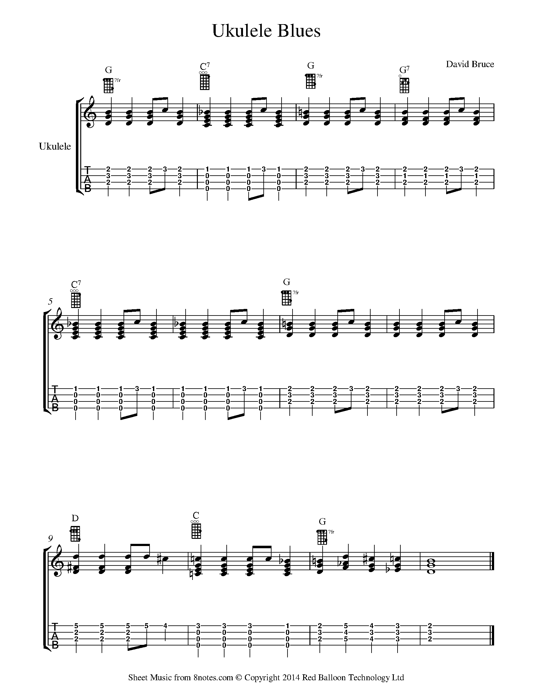 David Bruce - Ukulele Blues Sheet music for Ukulele - 8notes.com