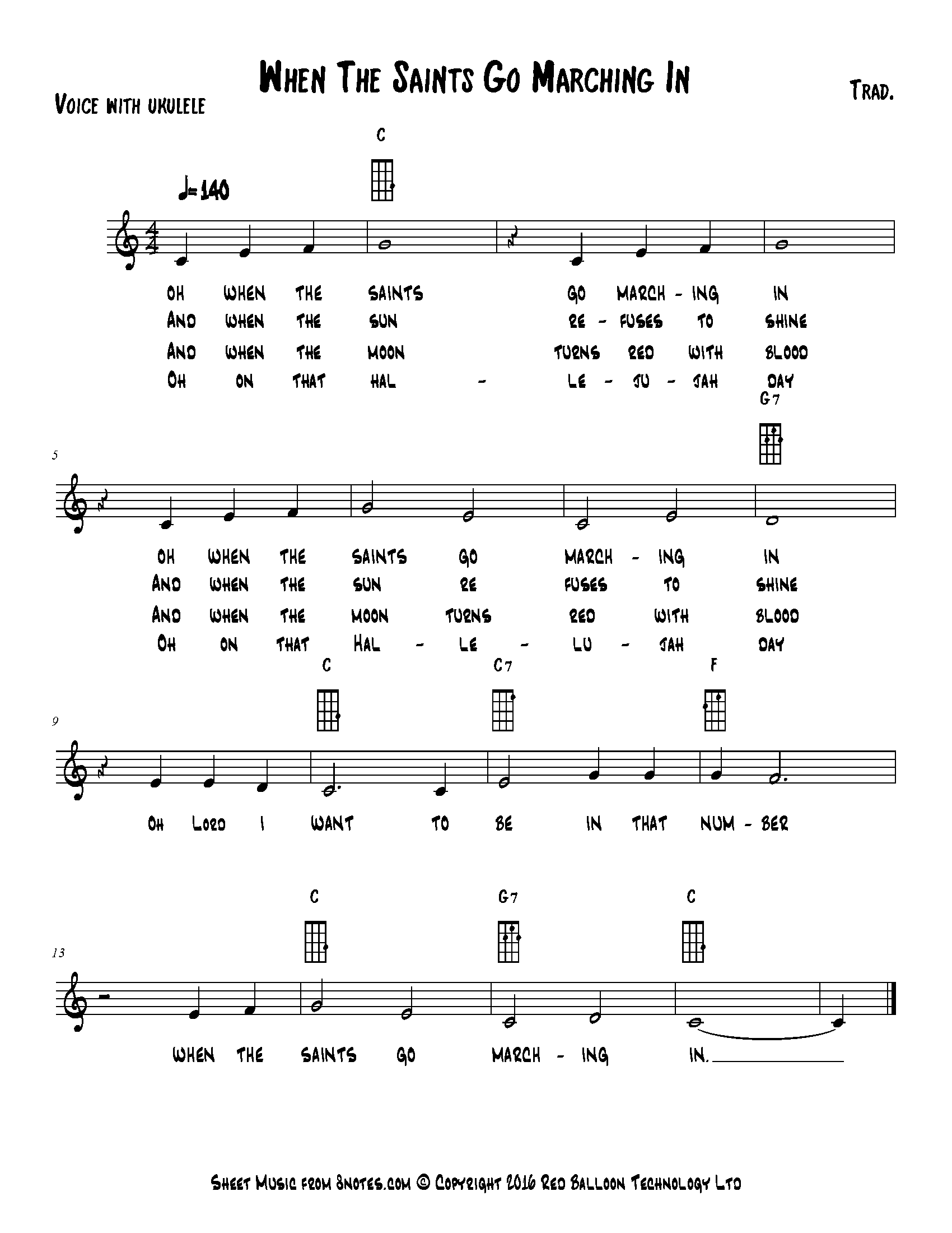 When The Saints Go Marching In Sheet music for Ukulele Lead Sheets ...