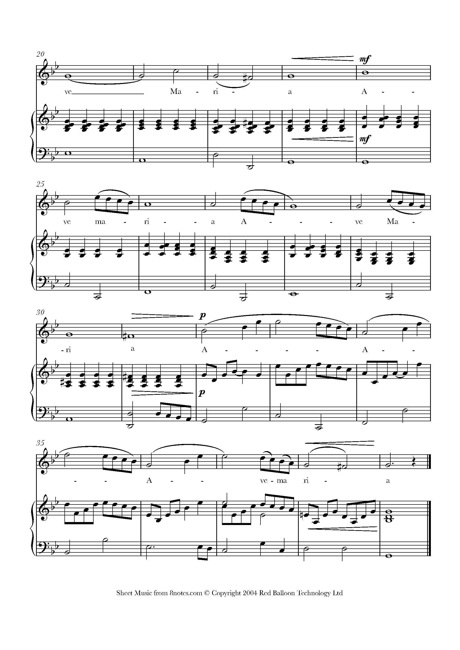 Caccini - Ave Maria Sheet music for Unison Choir - 8notes.com