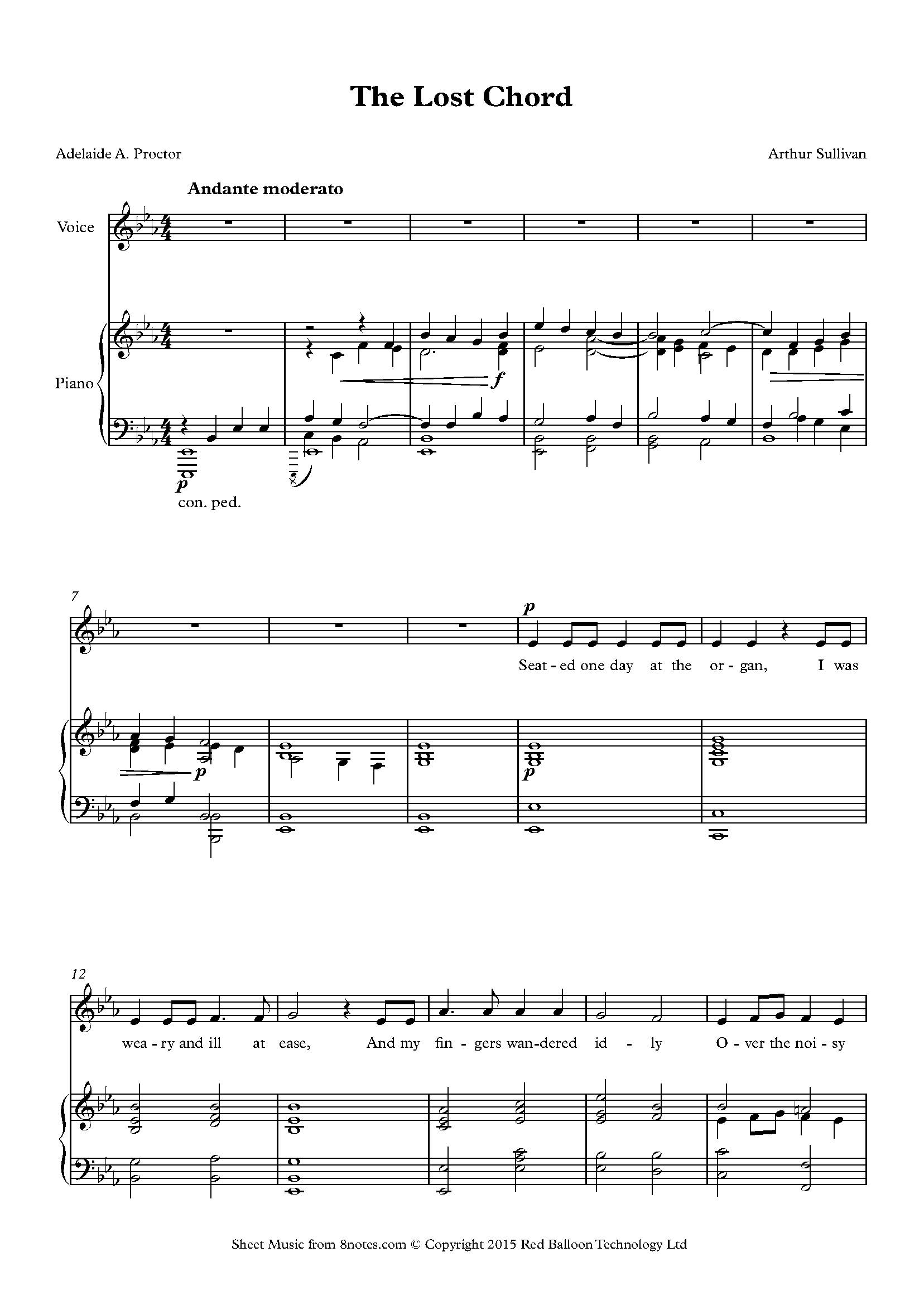 Sullivan - The Lost Chord Sheet music for Unison Choir - 8notes.com