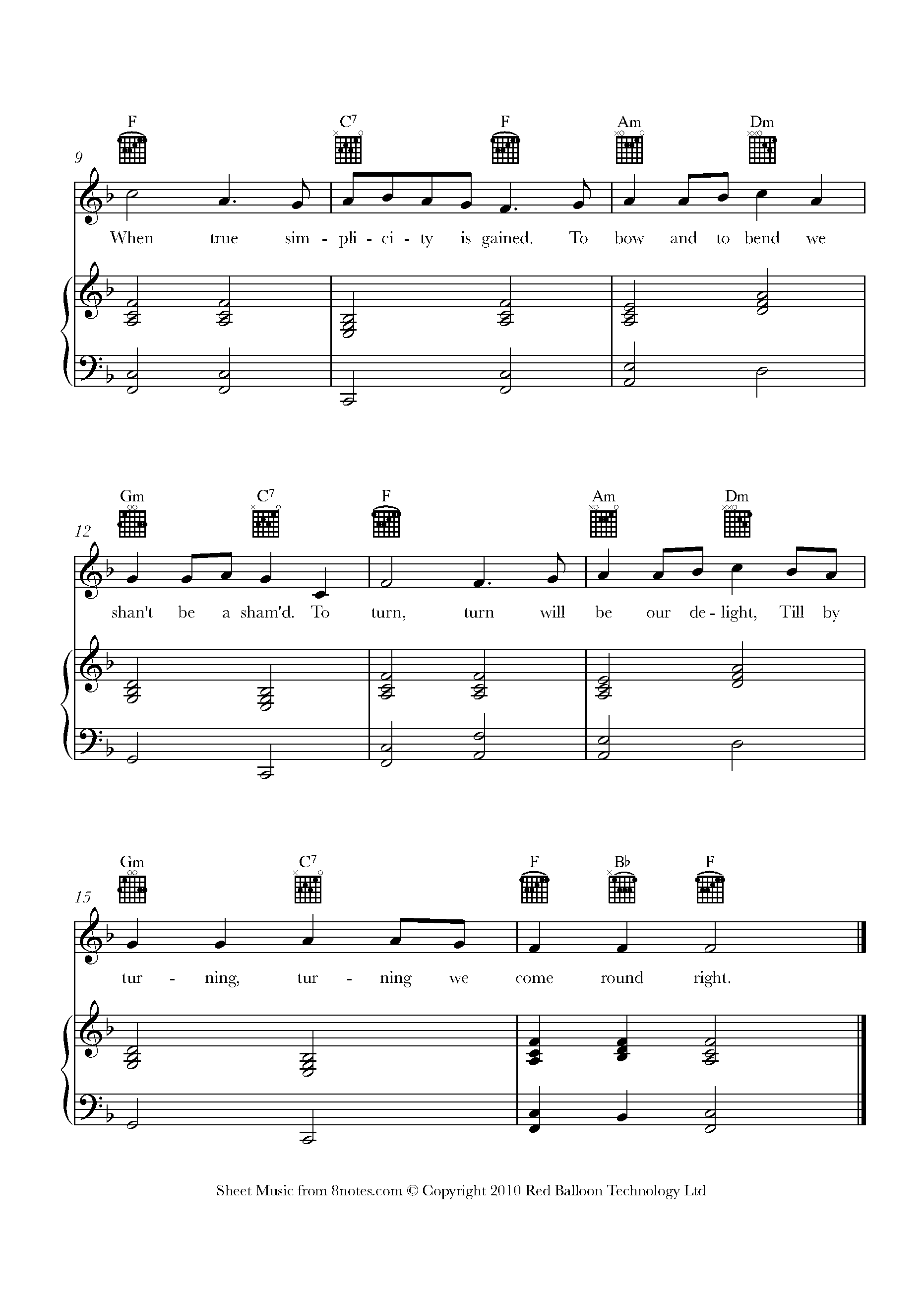 Copland - Simple Gifts (as used in Appalachian Spring) Sheet music for ...