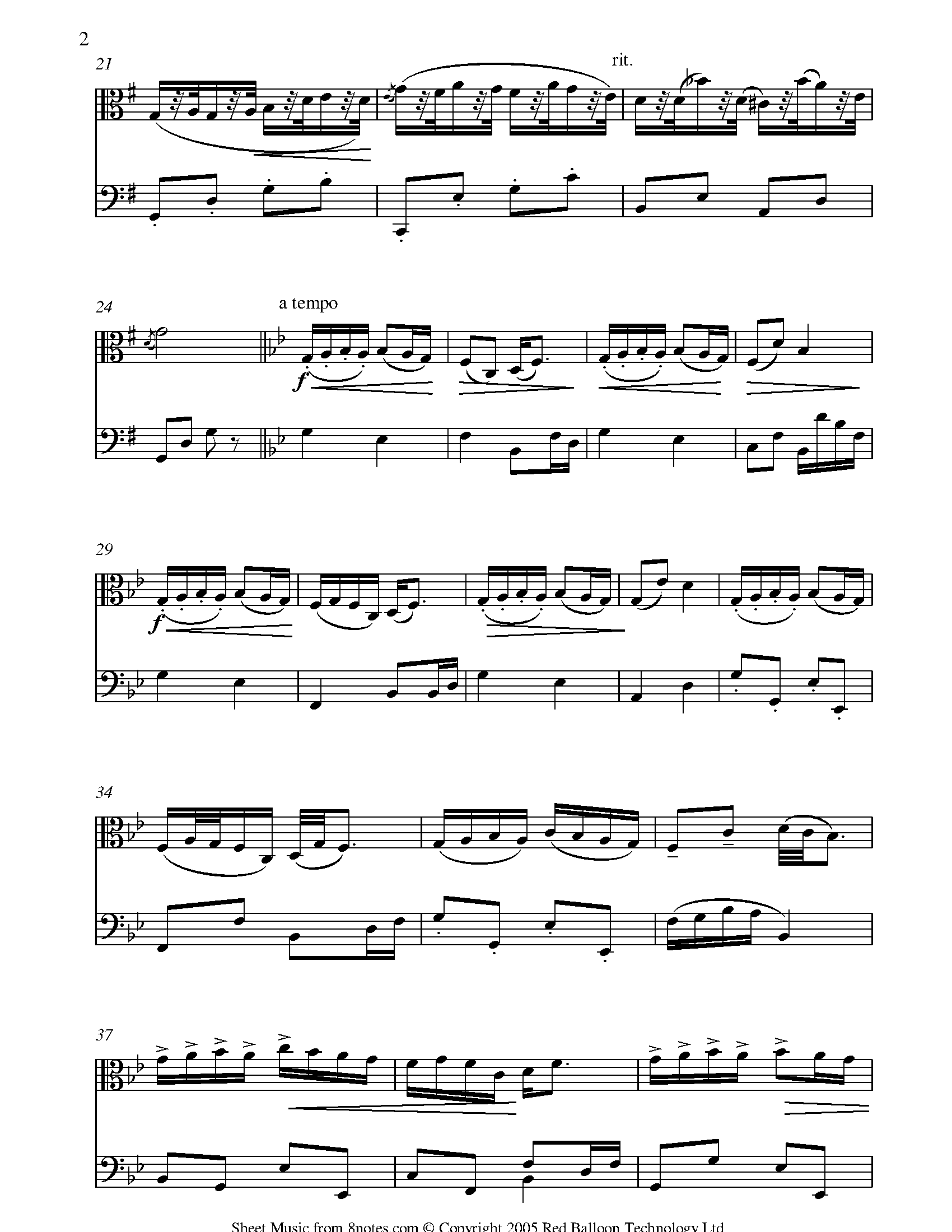 Dvořák - Humoresque Sheet music for Viola-Cello Duet - 8notes.com