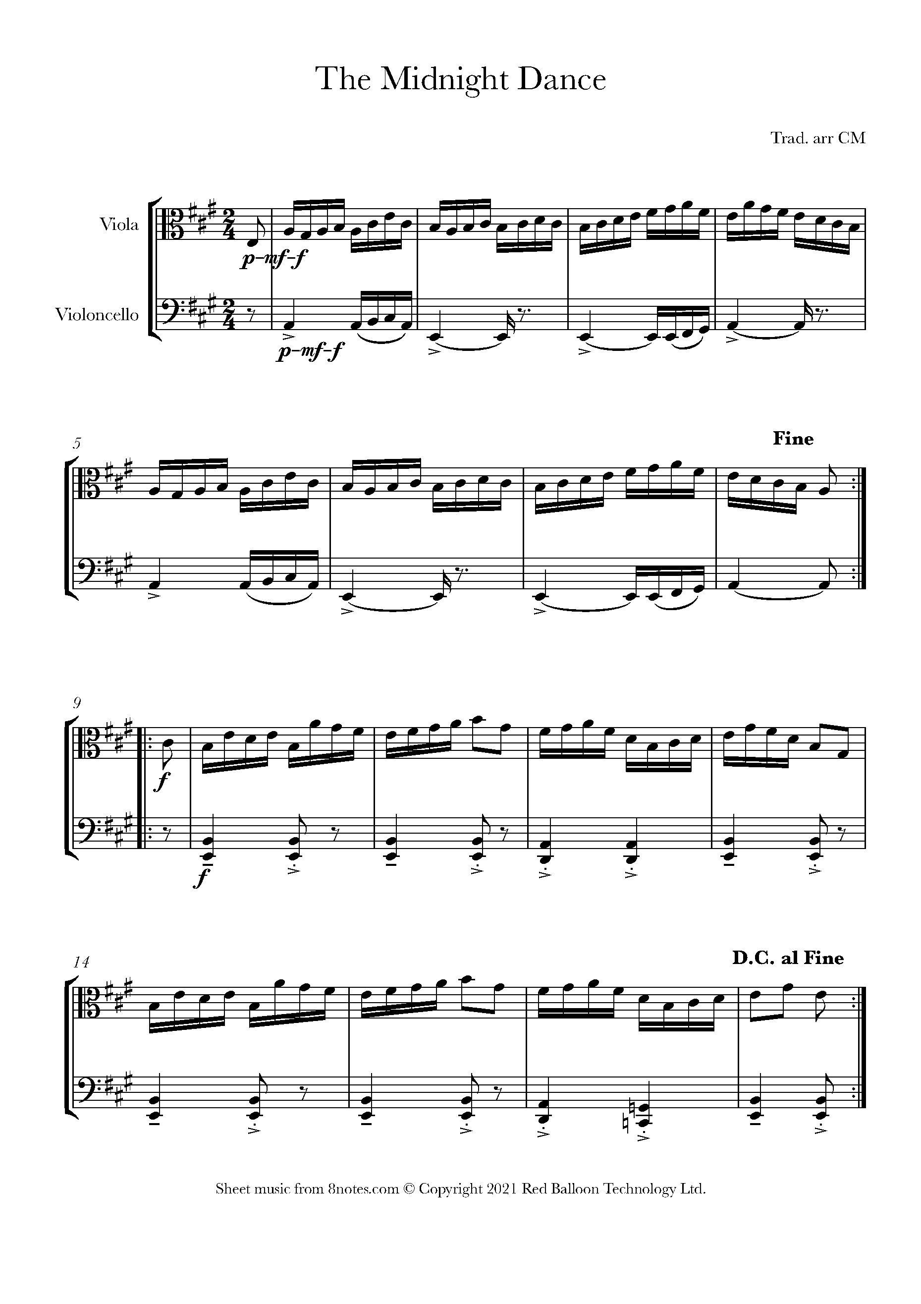 The Midnight Dance Sheet music for Viola-Cello Duet - 8notes.com
