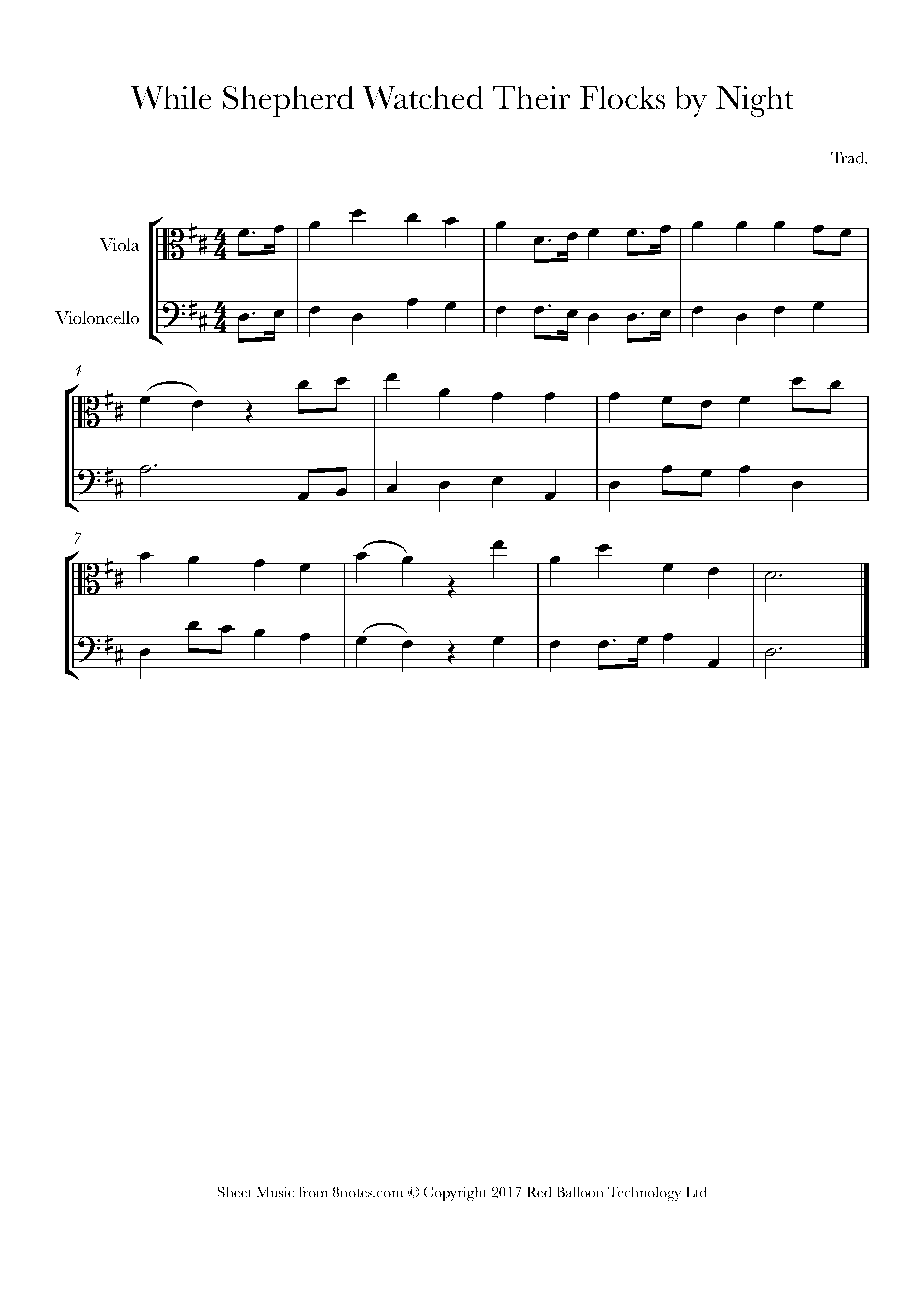 While Shepherds Watched Their Flocks by Night Sheet music for Viola ...