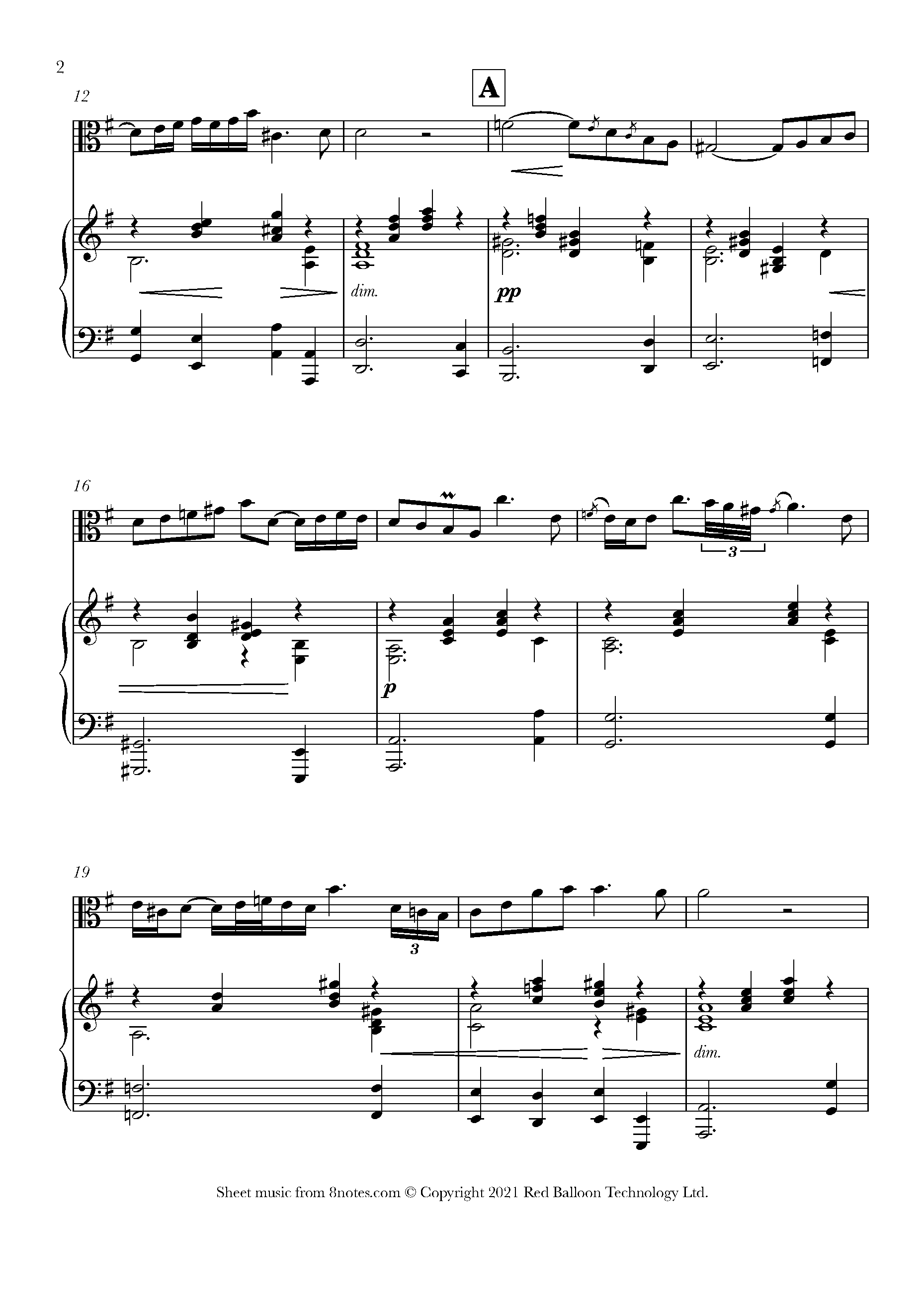 Bach - Violin Concerto 2nd mvt Sheet music for Viola - 8notes.com