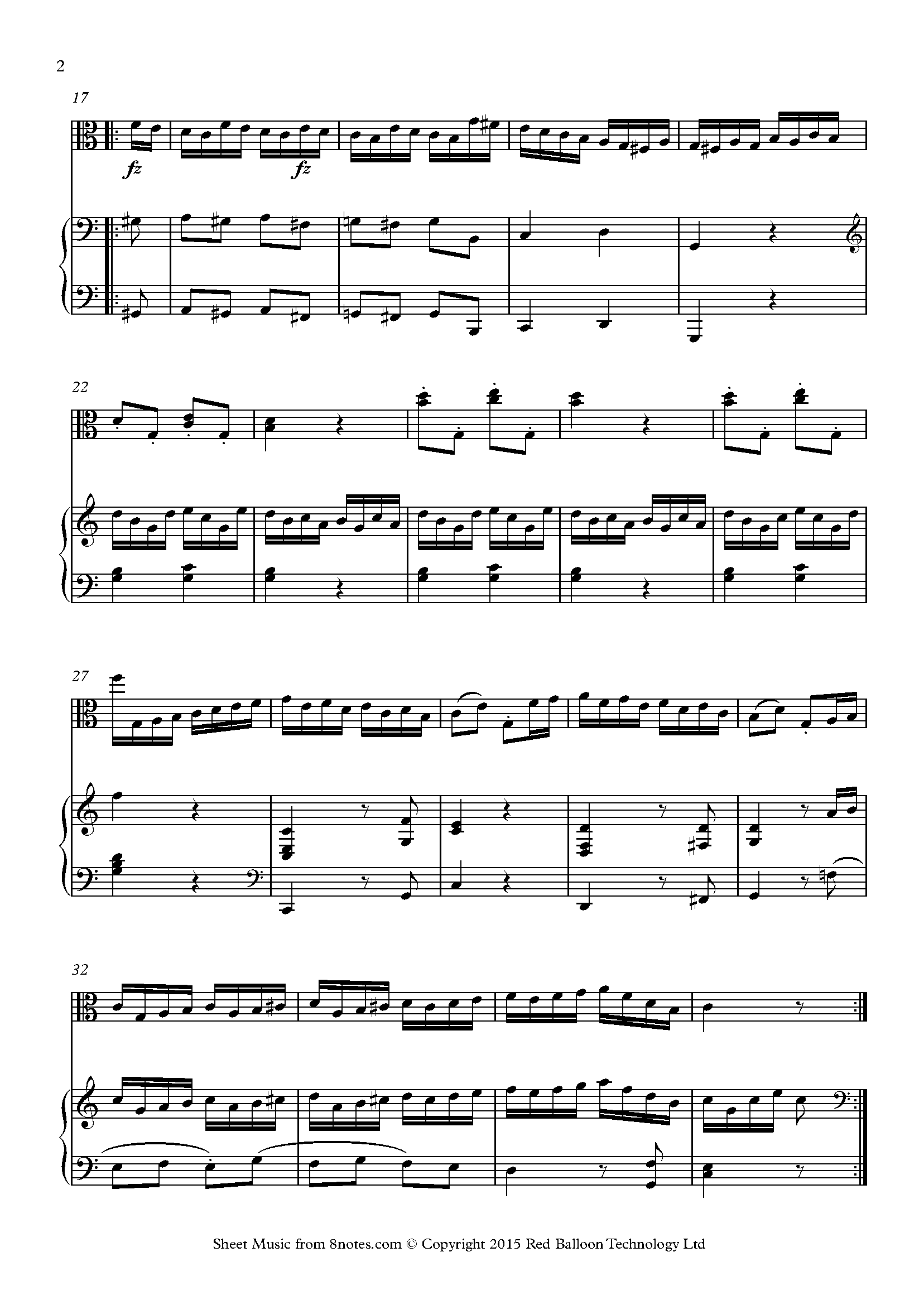 Haydn - Piano Trio 'Gypsy Rondo' 3rd mvt Sheet music for Viola - 8notes.com