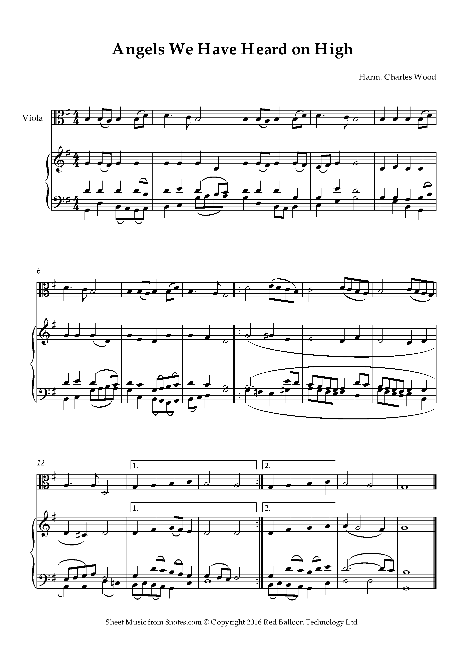 Angels We Have Heard on High Sheet music for Viola - 8notes.com