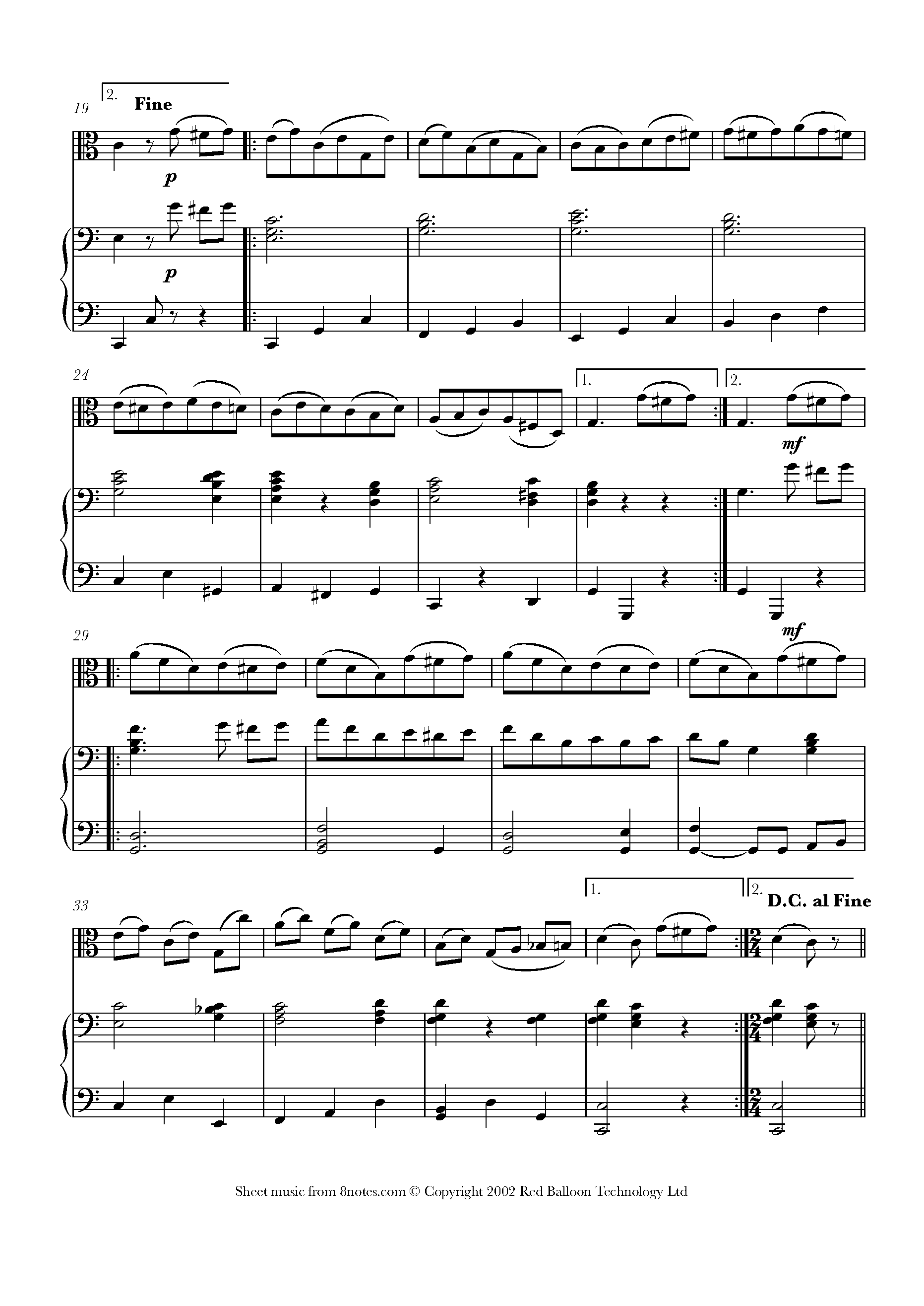 Beethoven - Minuet in G Sheet music for Viola - 8notes.com