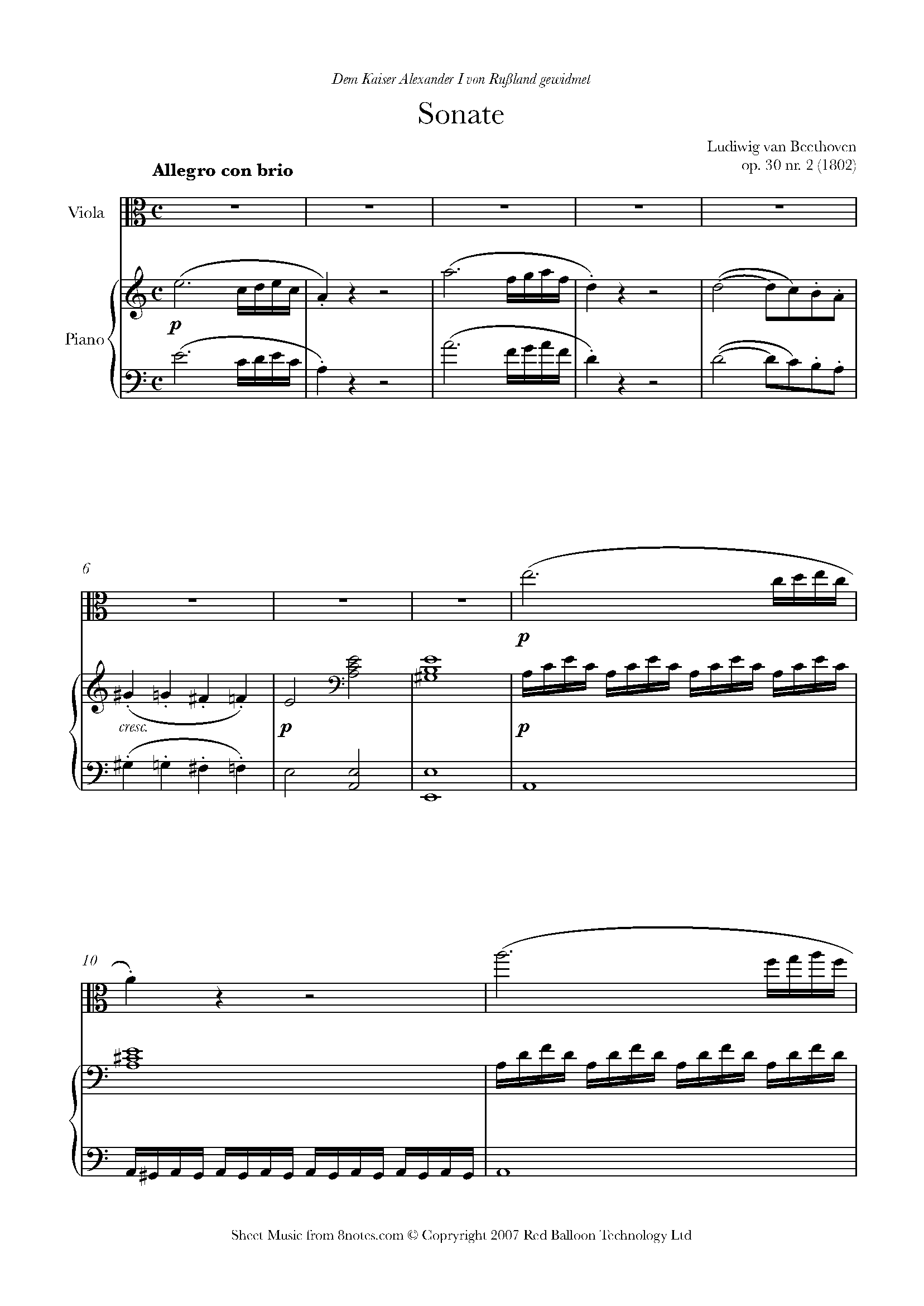 Beethoven - Violin Sonata op. 30 nr. 2 1st movement complete Sheet ...