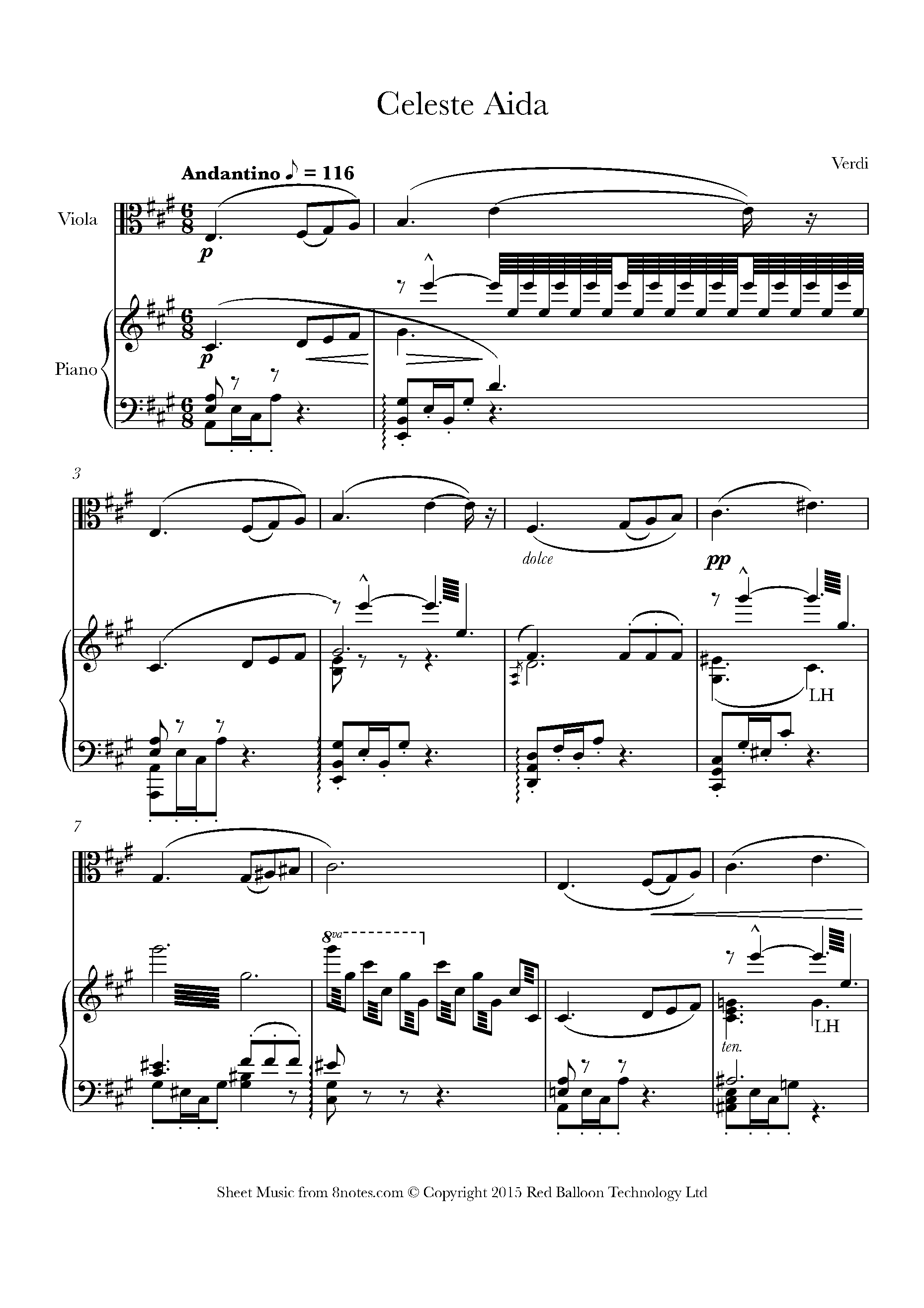 Verdi - Celeste Aida (Heavenly Aida) from the opera Aida Sheet music ...