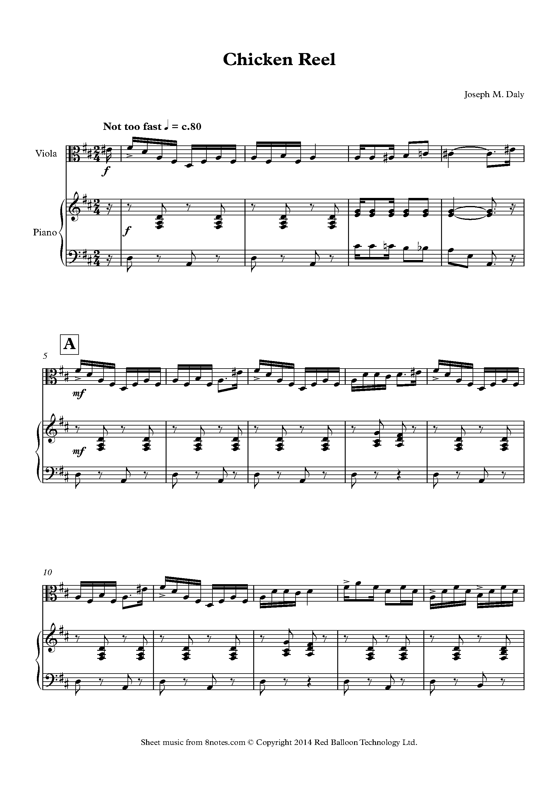 Joseph M. Daly - Chicken Reel Sheet music for Viola - 8notes.com