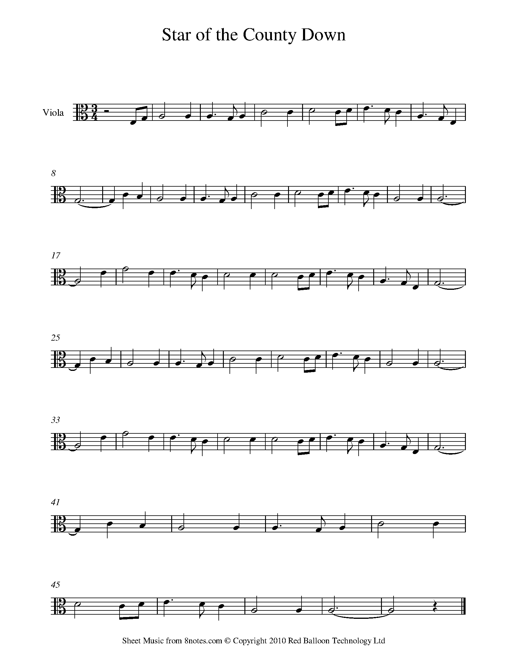 Star of the County Down Sheet music for Viola - 8notes.com