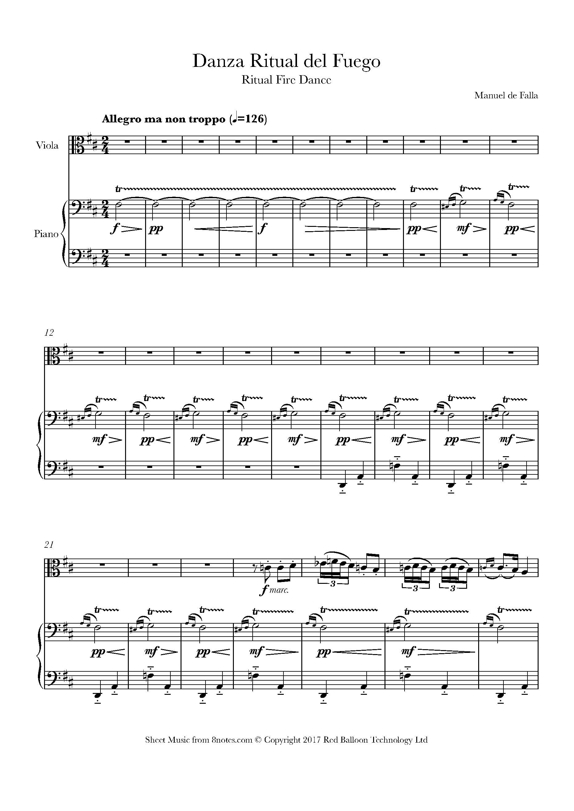 de Falla - Danza Ritual del Fuego (Ritual Fire Dance) Sheet music for ...