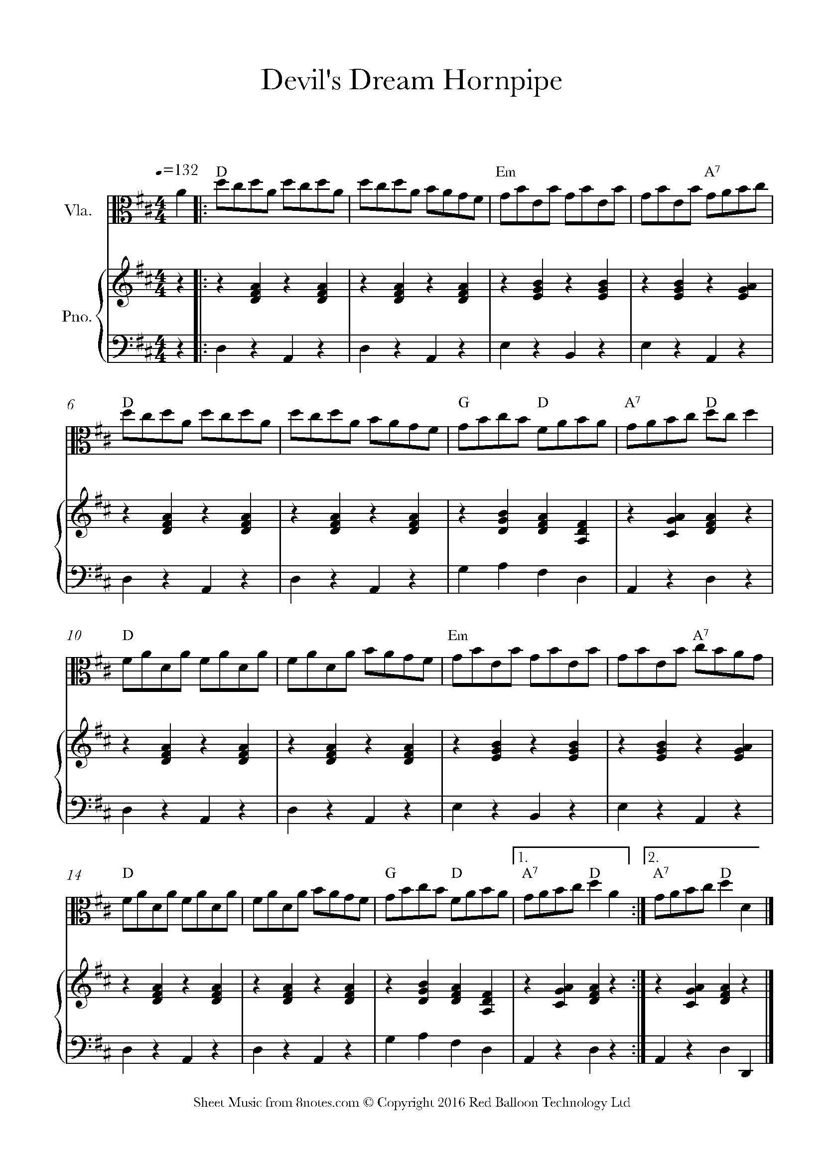 Devil's Dream Hornpipe Sheet music for Viola - 8notes.com