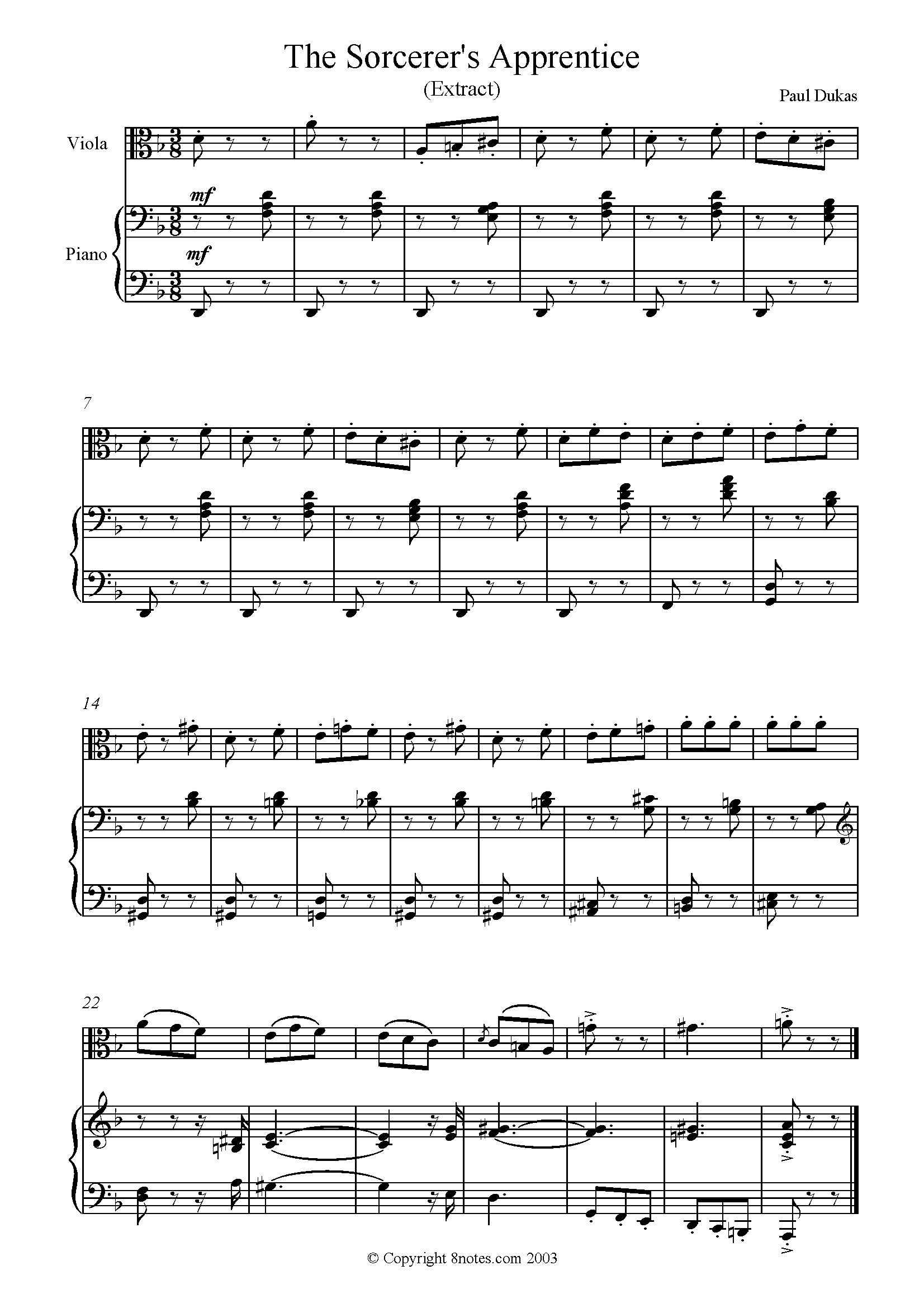 Sorcerer's Apprentice Violin Sheet Music at Andres Lowe blog