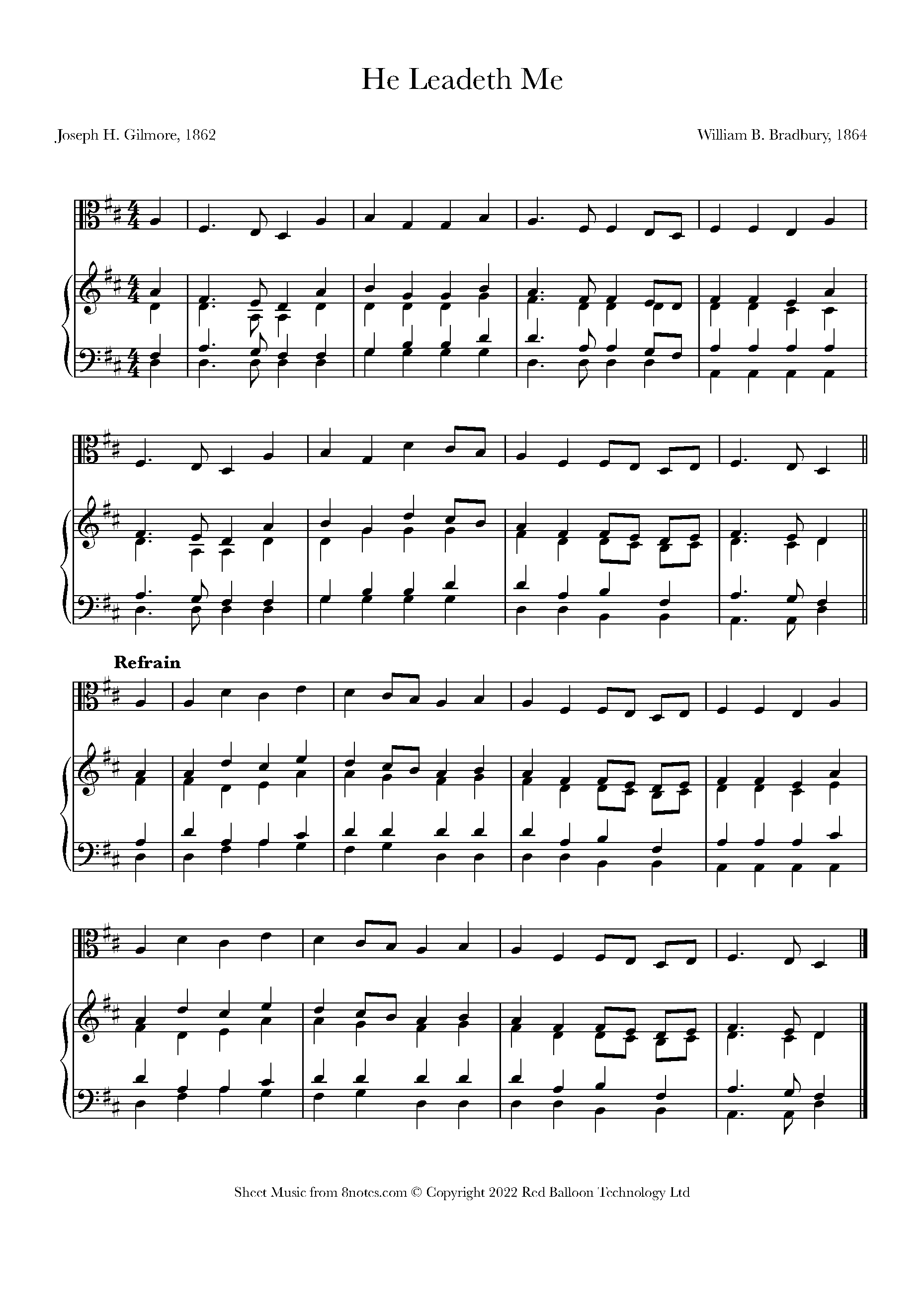 Bradbury - He Leadeth Me Sheet music for Viola - 8notes.com