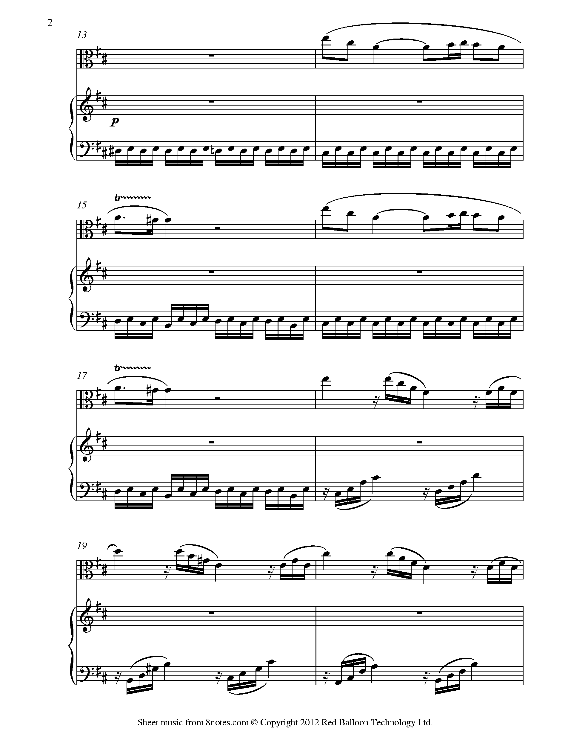 Mozart - Sonata K545 Allegro Sheet music for Viola - 8notes.com