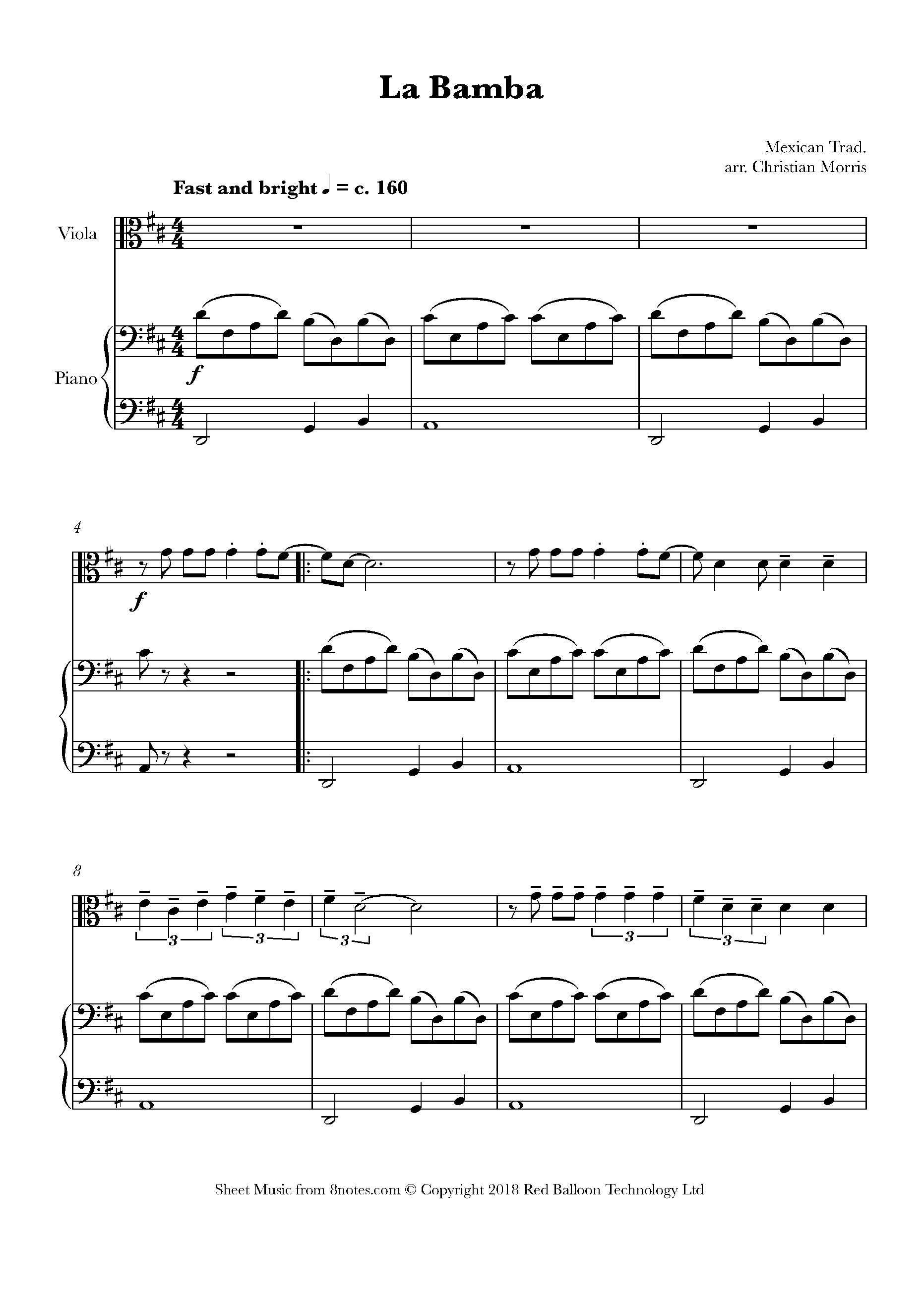 La Bamba Sheet music for Viola - 8notes.com