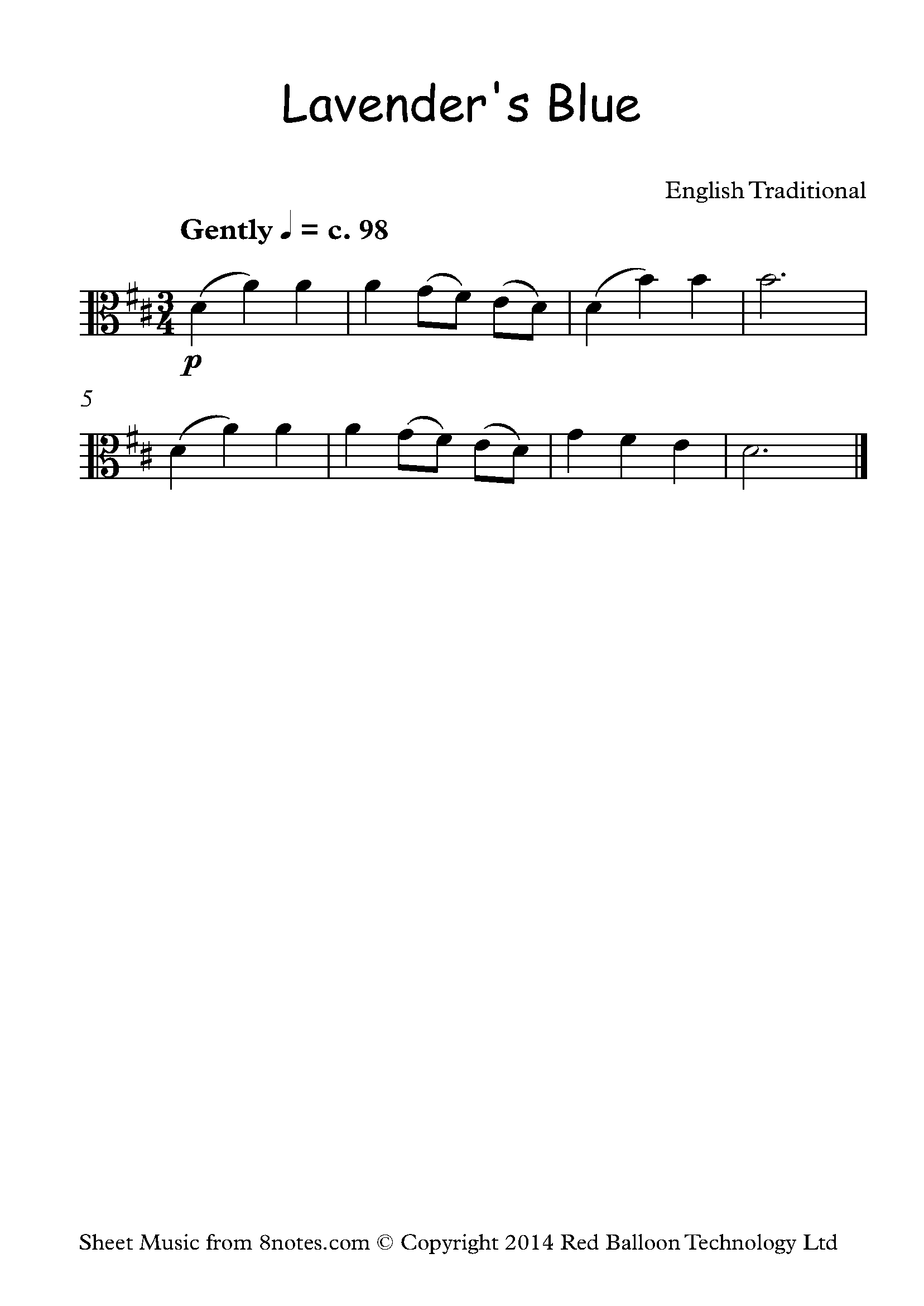 Lavender's Blue Sheet music for Viola - 8notes.com