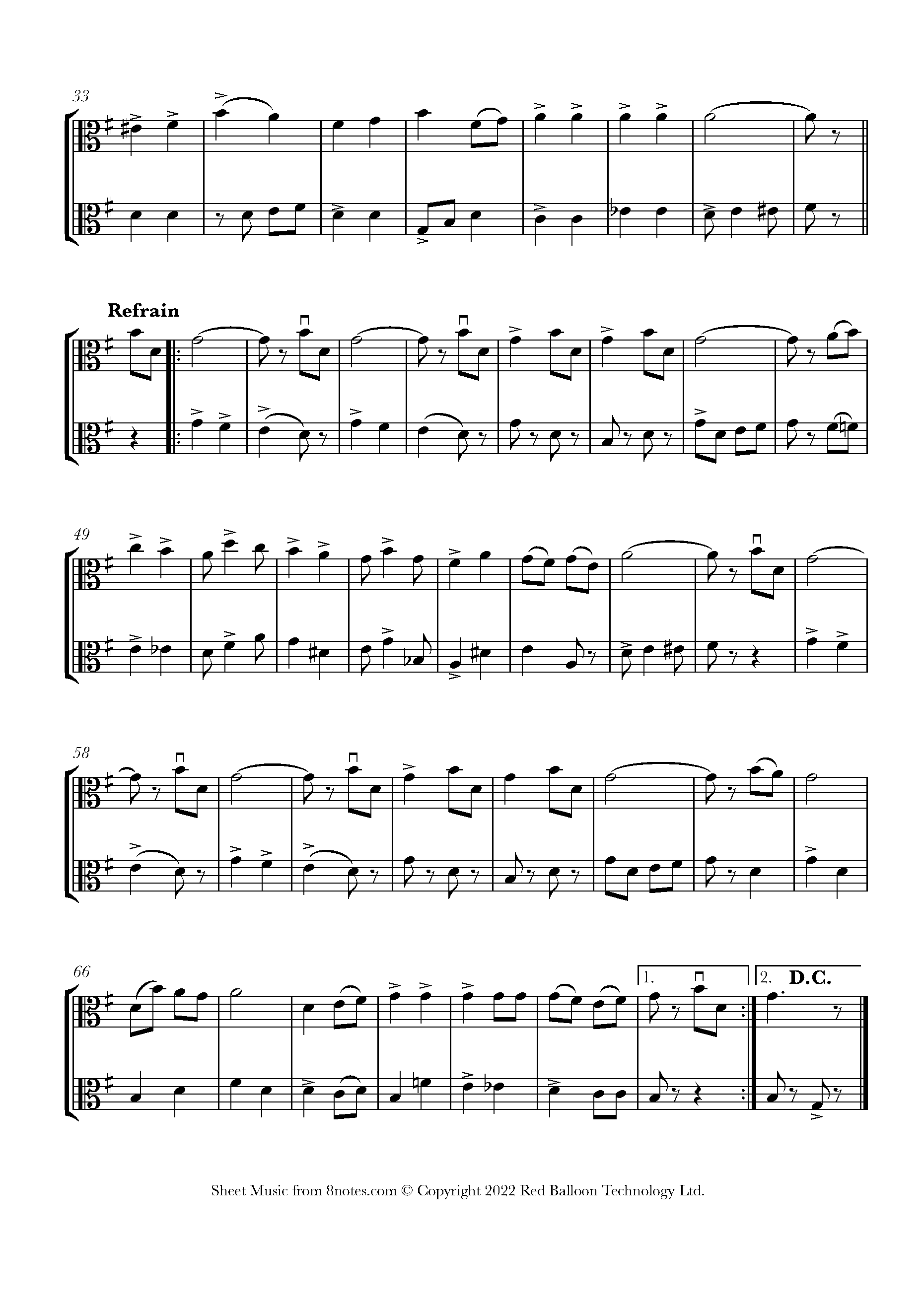 Cohan - Over There Sheet music for Viola Duet - 8notes.com