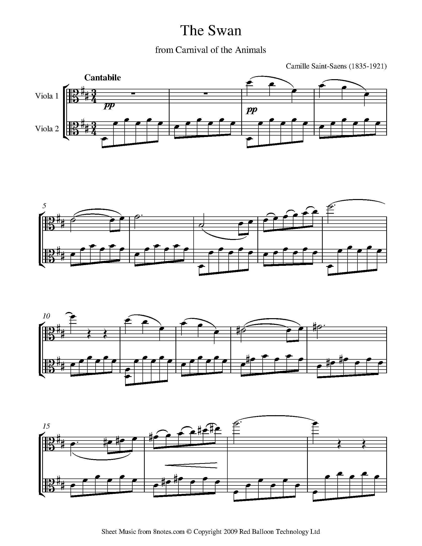 ﻿Saint-Saëns - The Swan from Carnival of the Animals Sheet music for ...