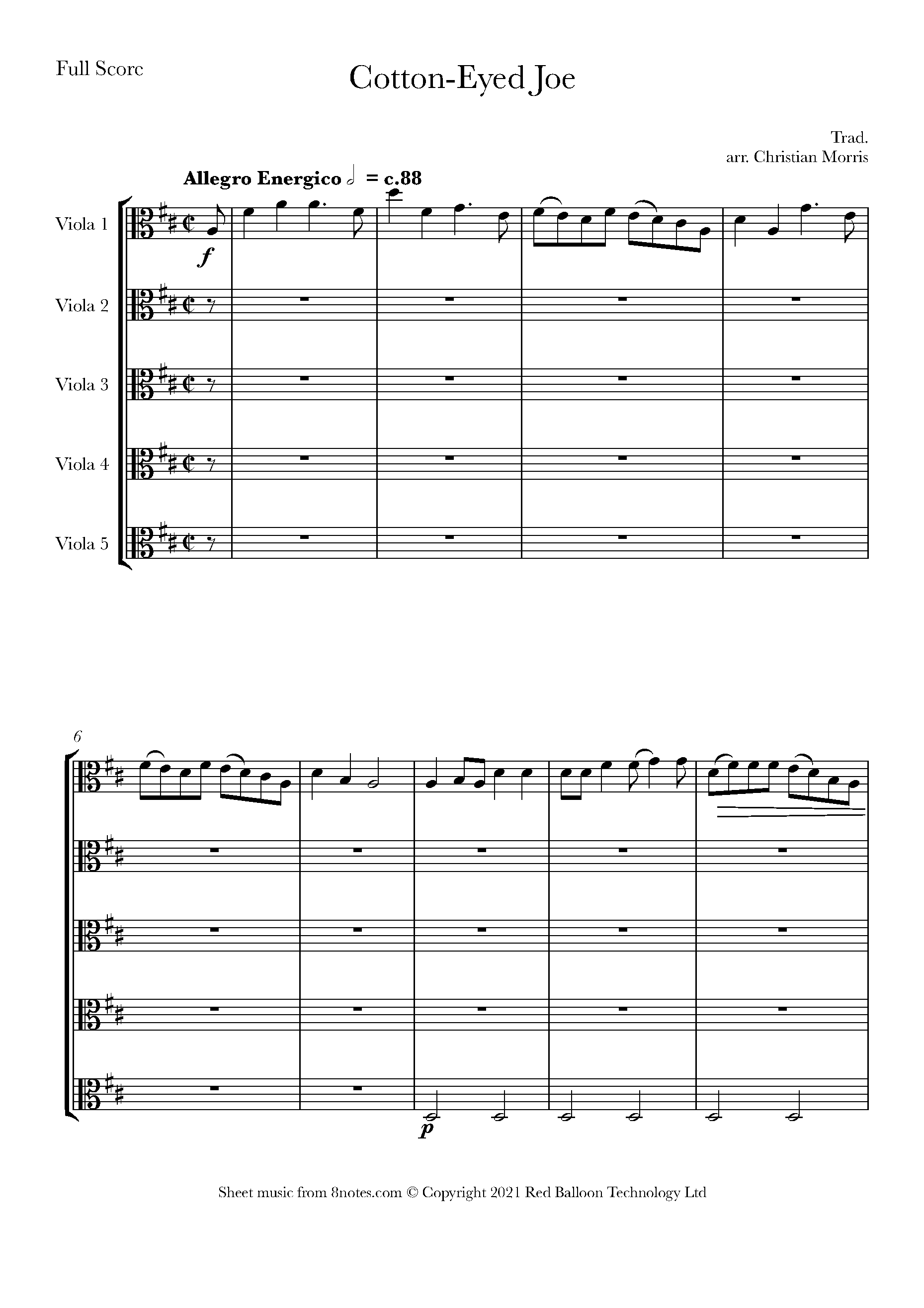 Cotton-Eyed Joe Sheet music for Viola Ensemble - 8notes.com
