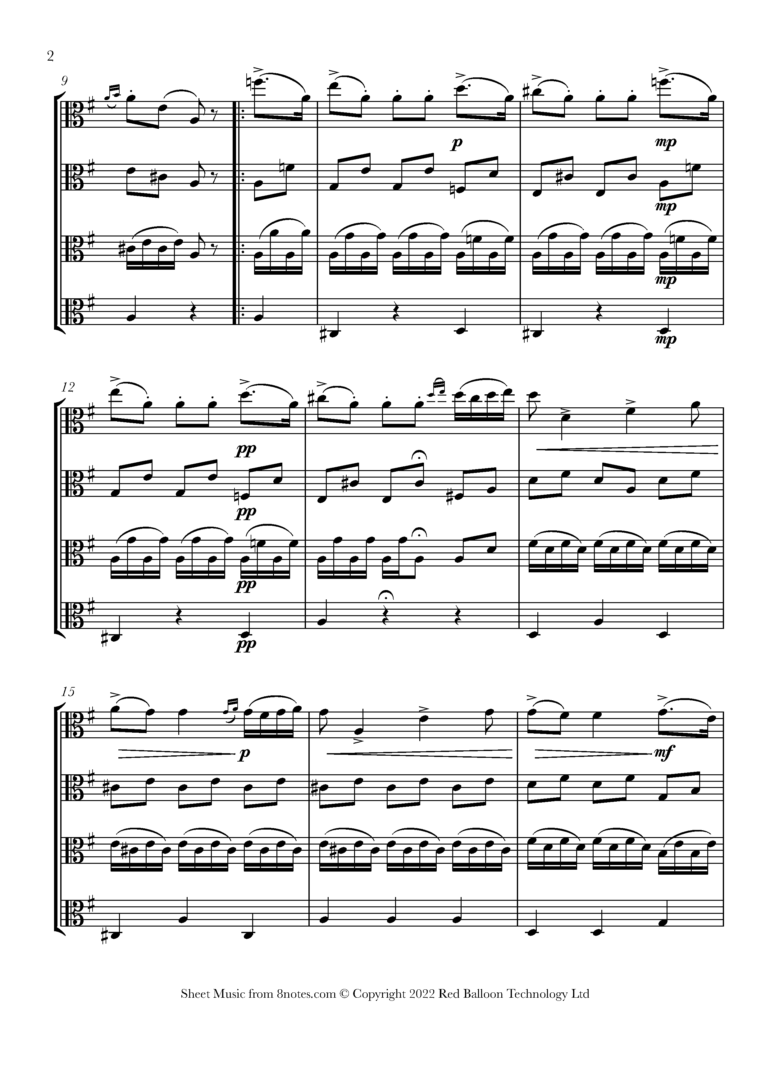 Boccherini - Minuet and Trio Sheet music for Viola Quartet - 8notes.com