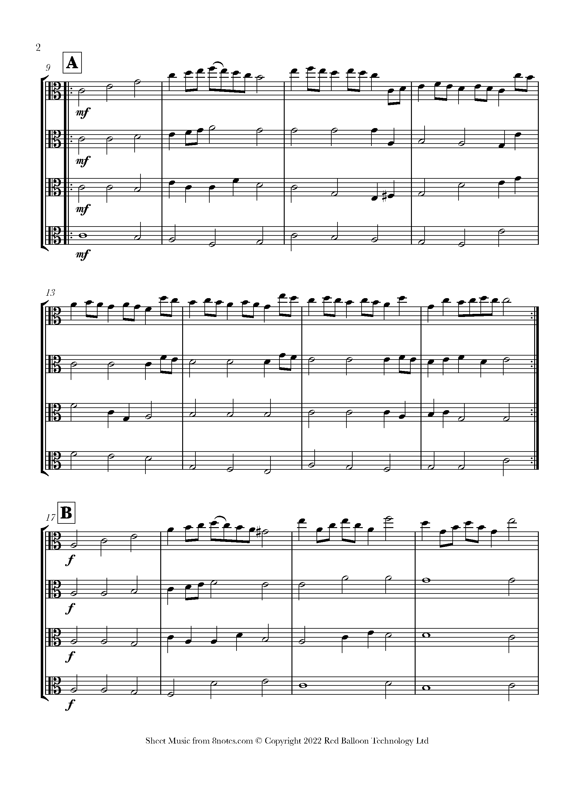 Purcell - Rondeau from Abdelazer Sheet music for Viola Quartet - 8notes.com