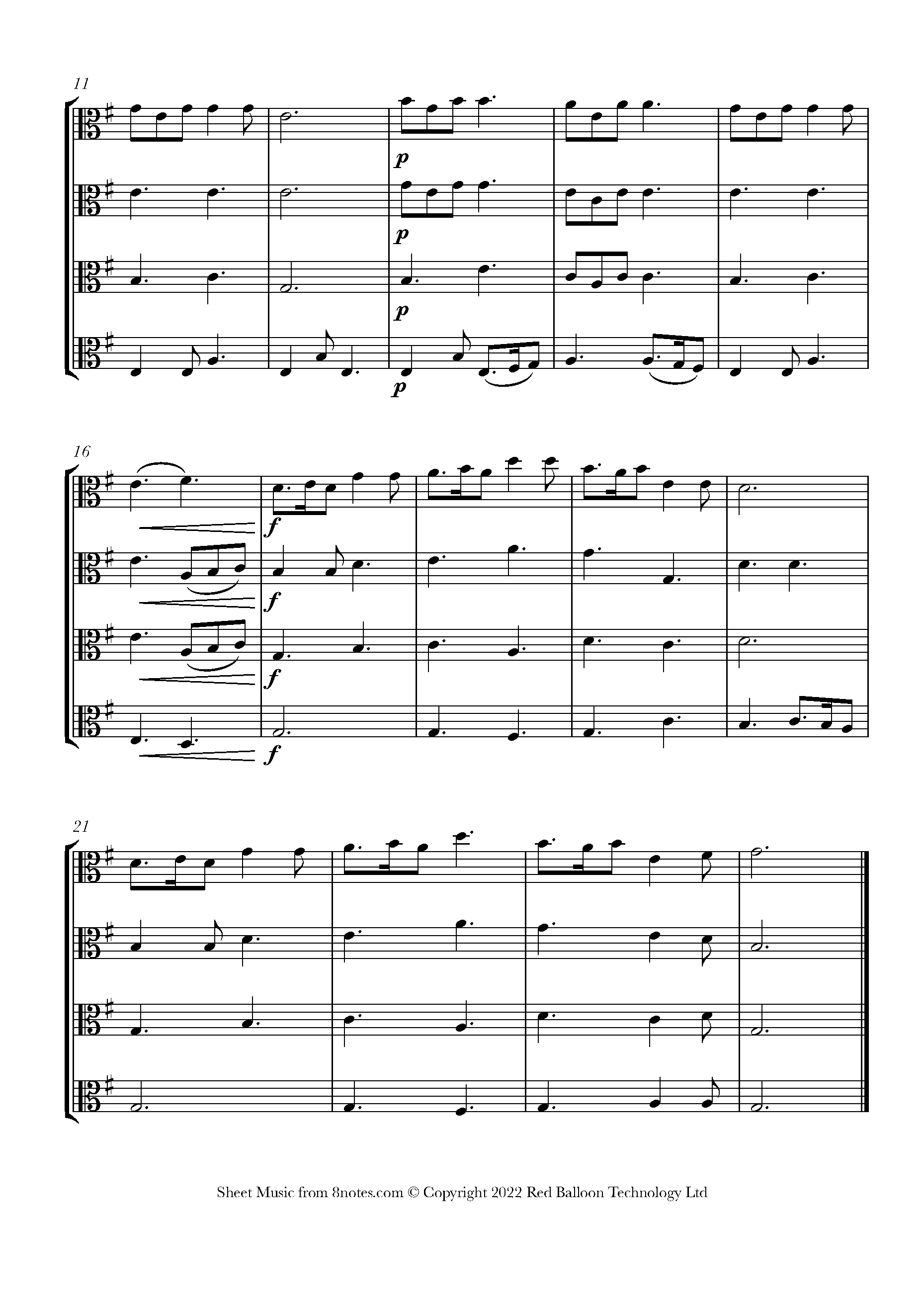 Skye Boat Song Sheet music for Viola Quartet - 8notes.com