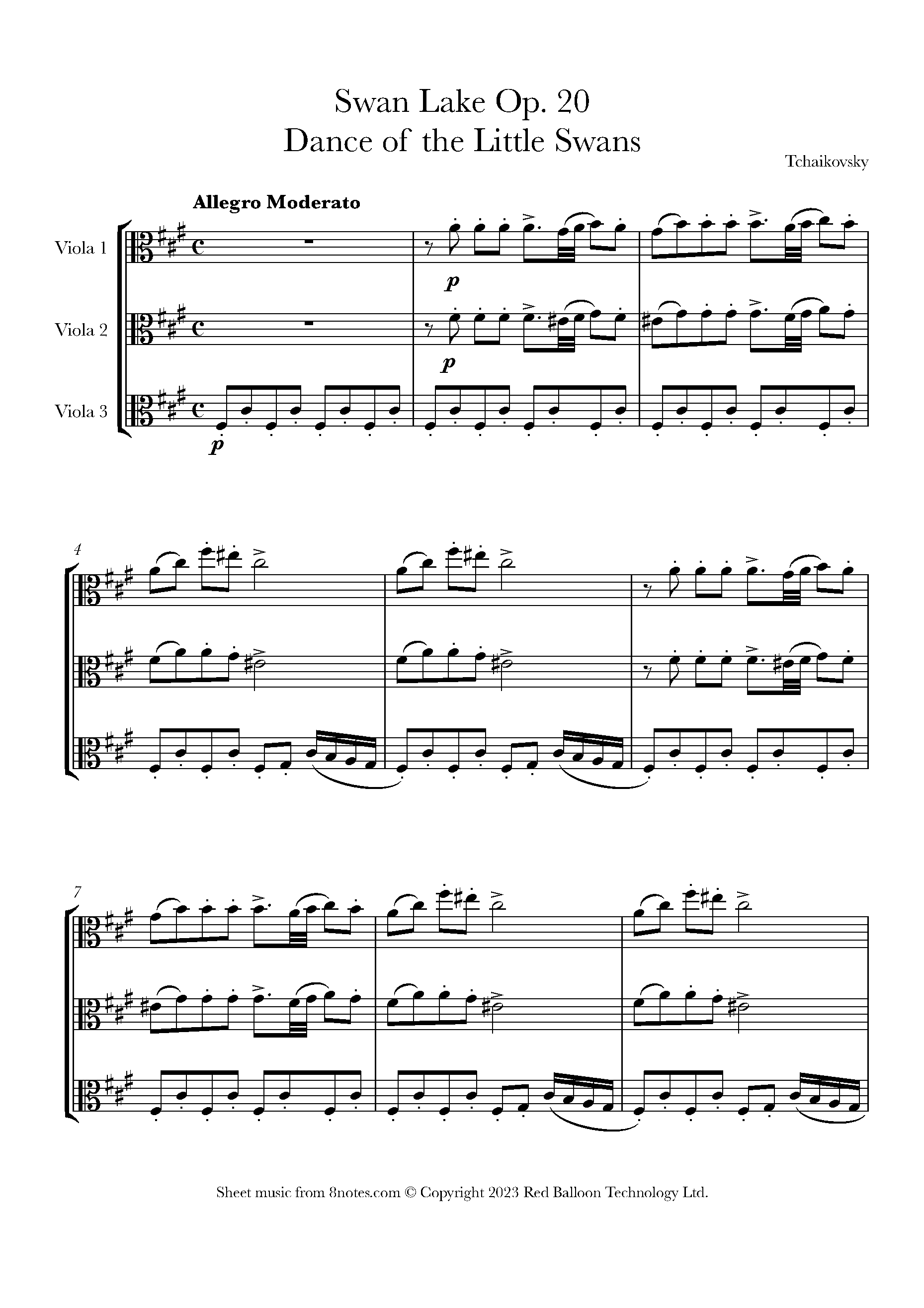 Tchaikovsky - Dance of the Little Swans from Swan Lake Op. 20 Sheet ...