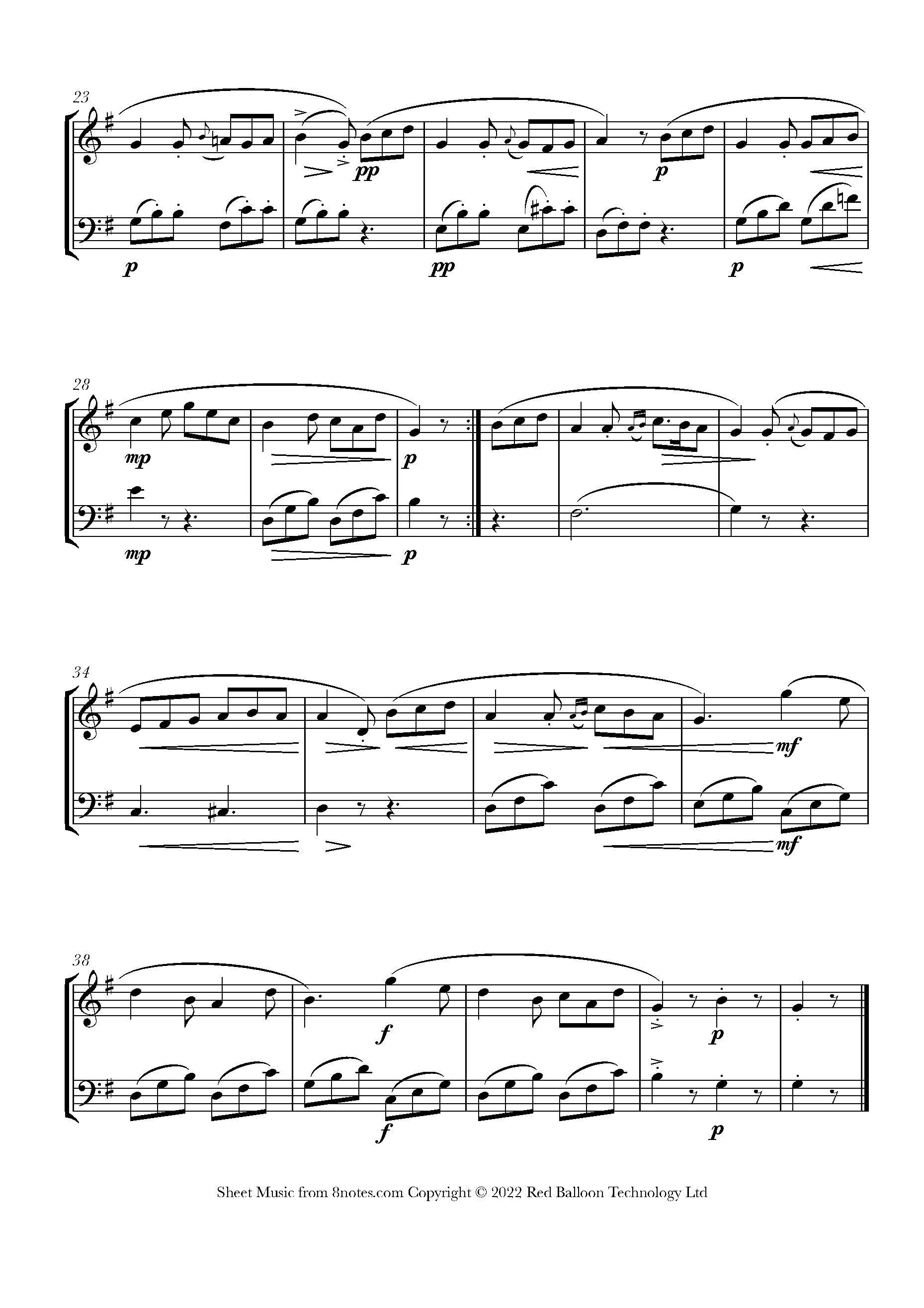 Beethoven - Romance from Sonatina in G Sheet music for Violin-Cello ...