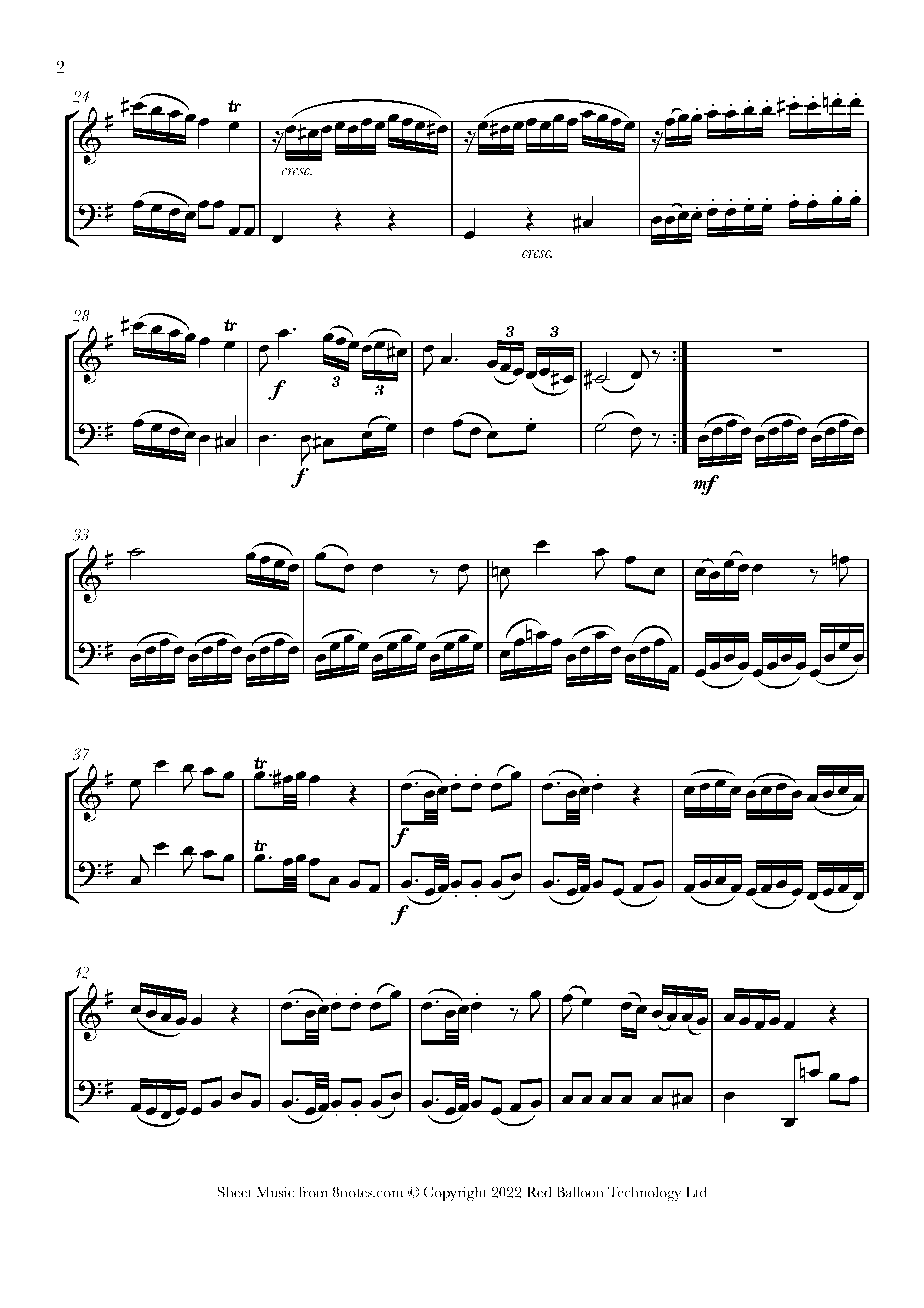 Mozart - Divertimento, K.136 Mvt 2 Andante Sheet music for Violin-Cello ...